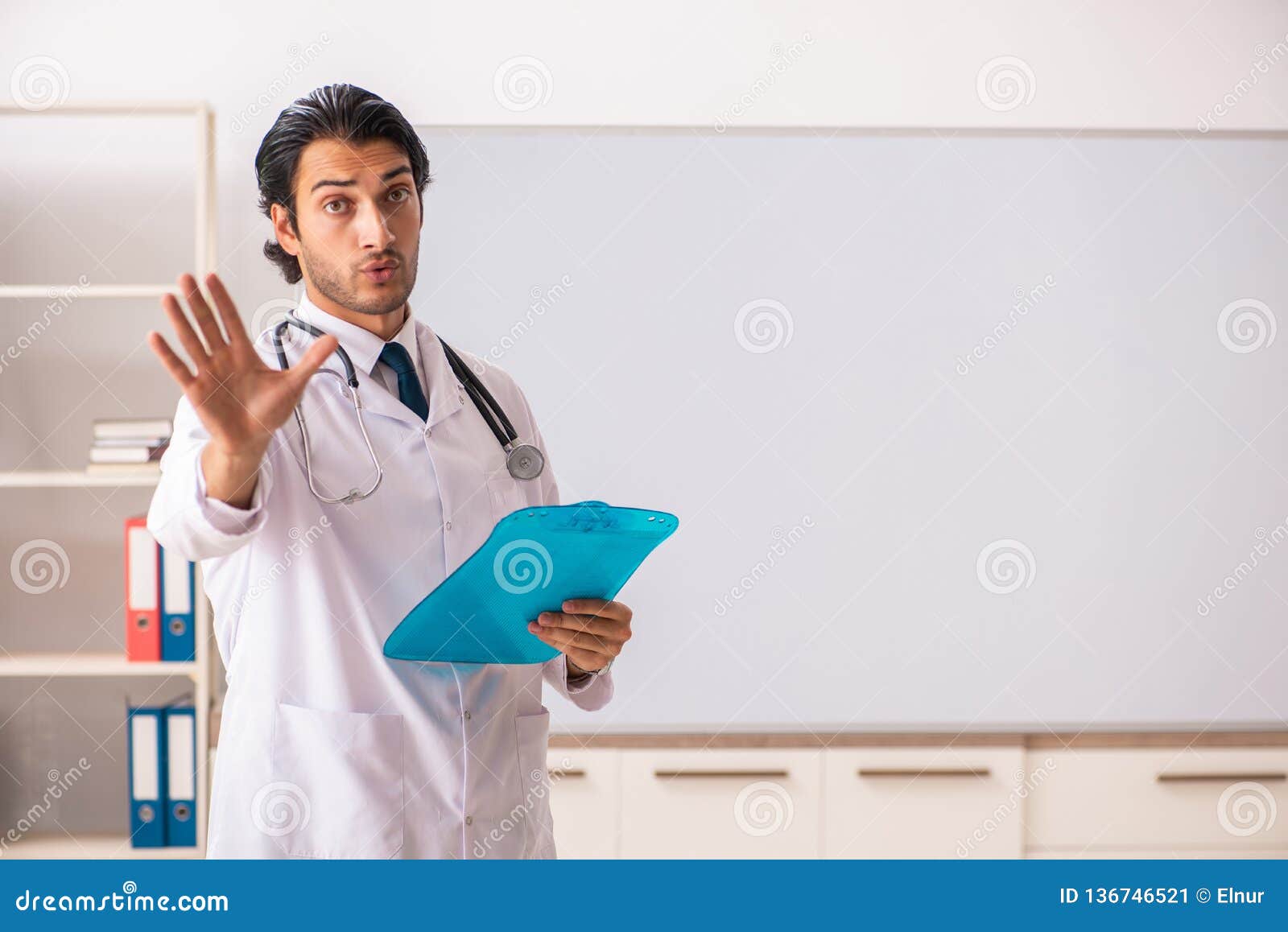 The Young Doctor in Front of Whiteboard Stock Image - Image of health ...