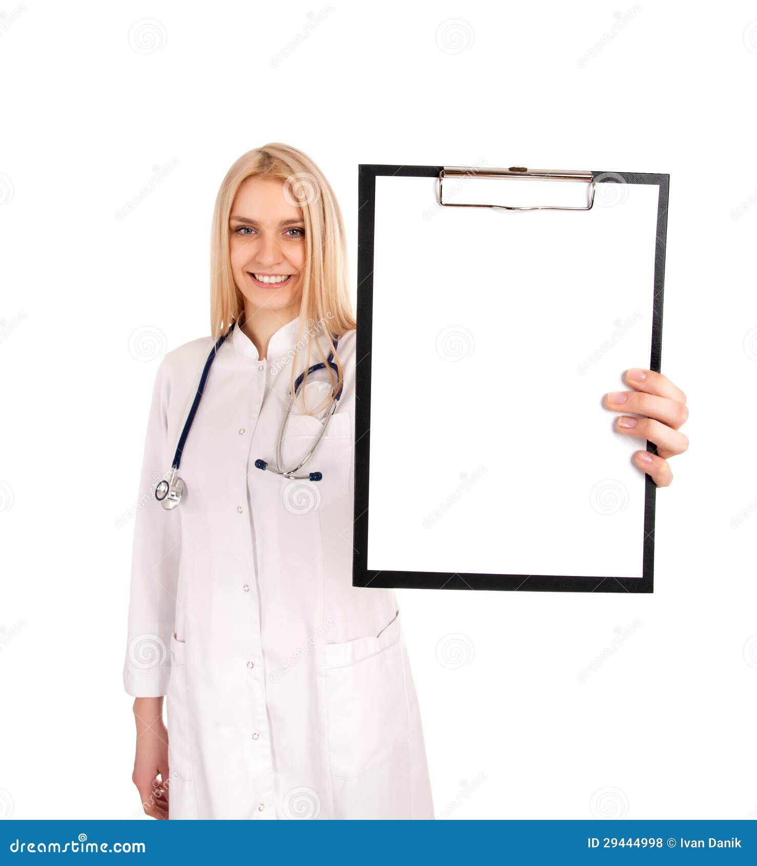 Young Doctor Holding Clipboard Stock Photo - Image of blank ...