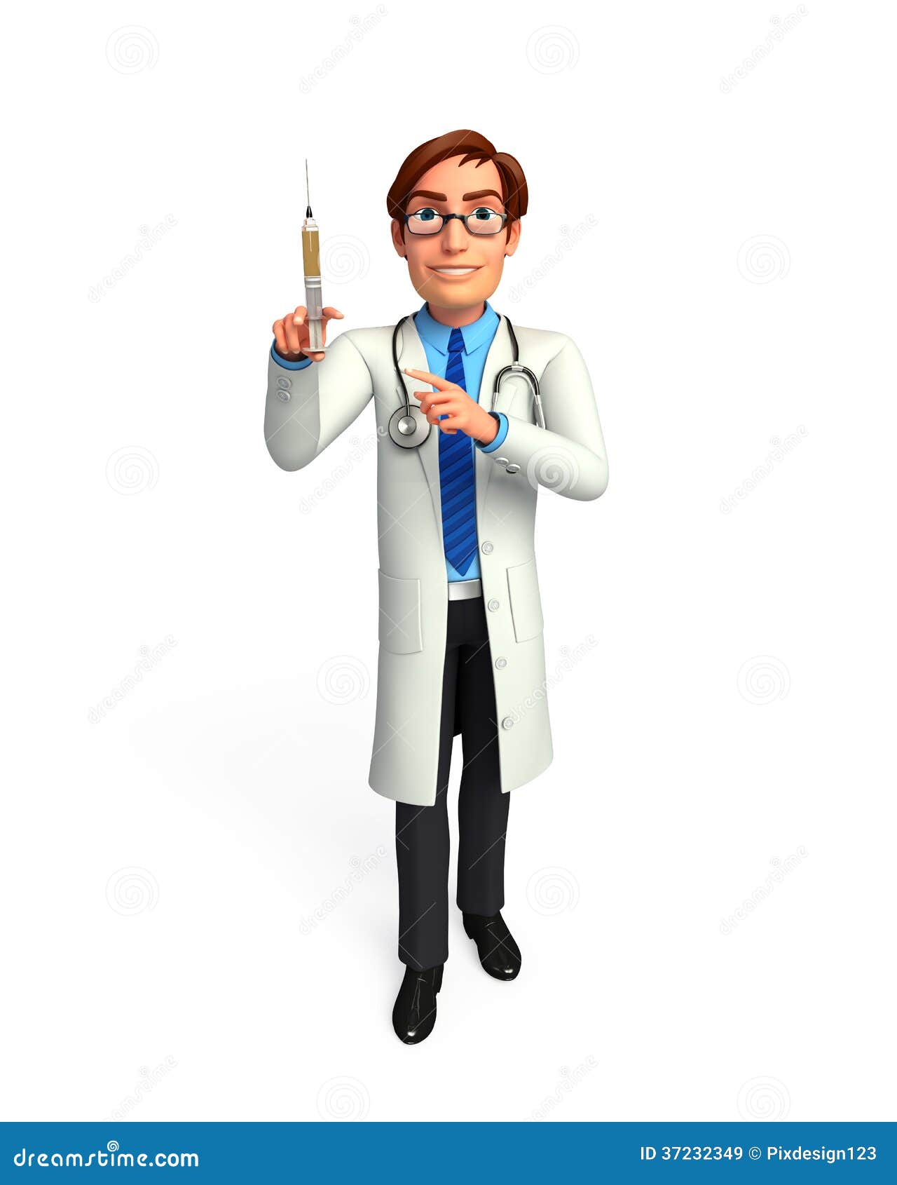 Young Doctor with Injection Stock Illustration - Illustration of ...