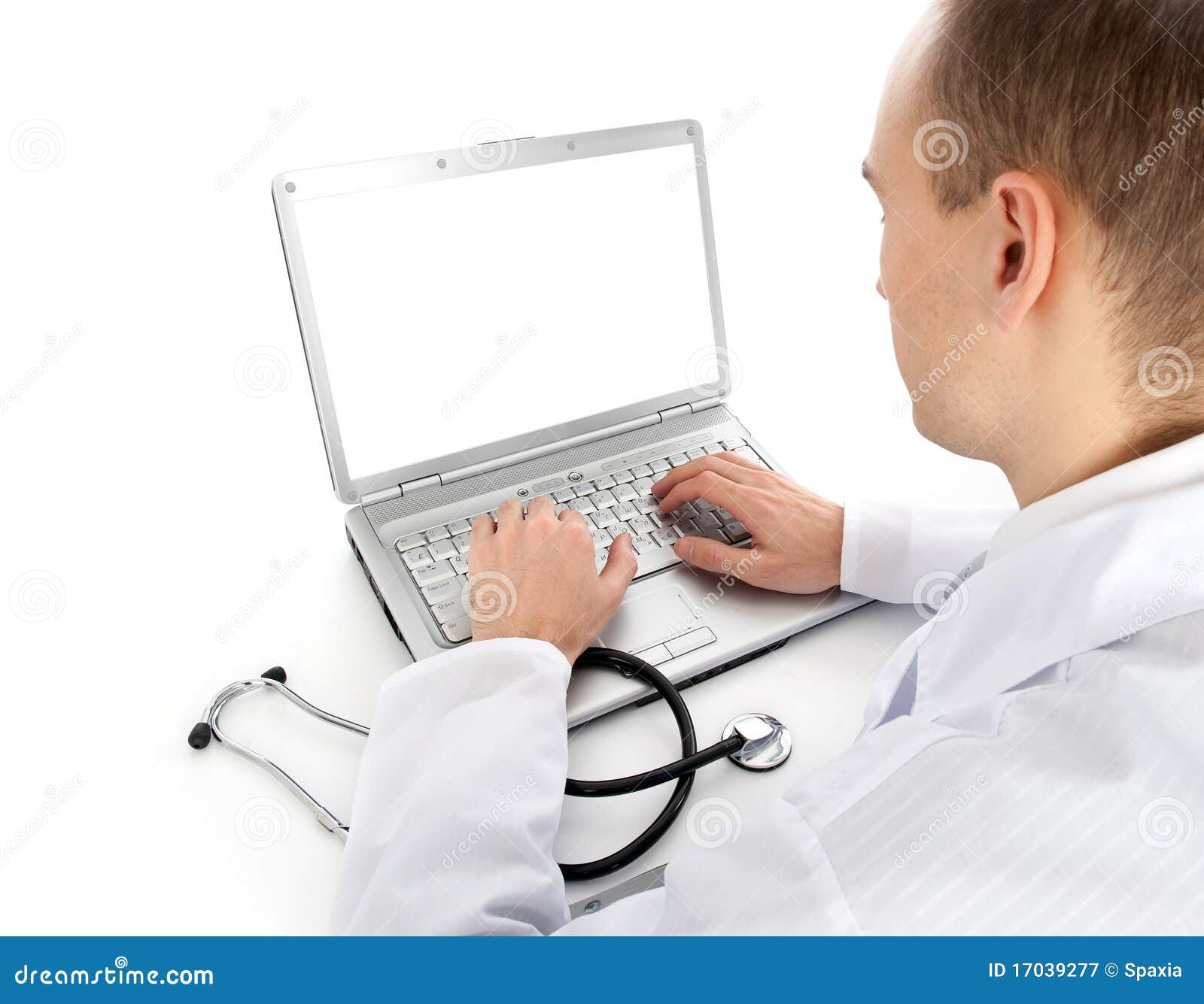 Young doctor with laptop stock image. Image of medicine - 17039277