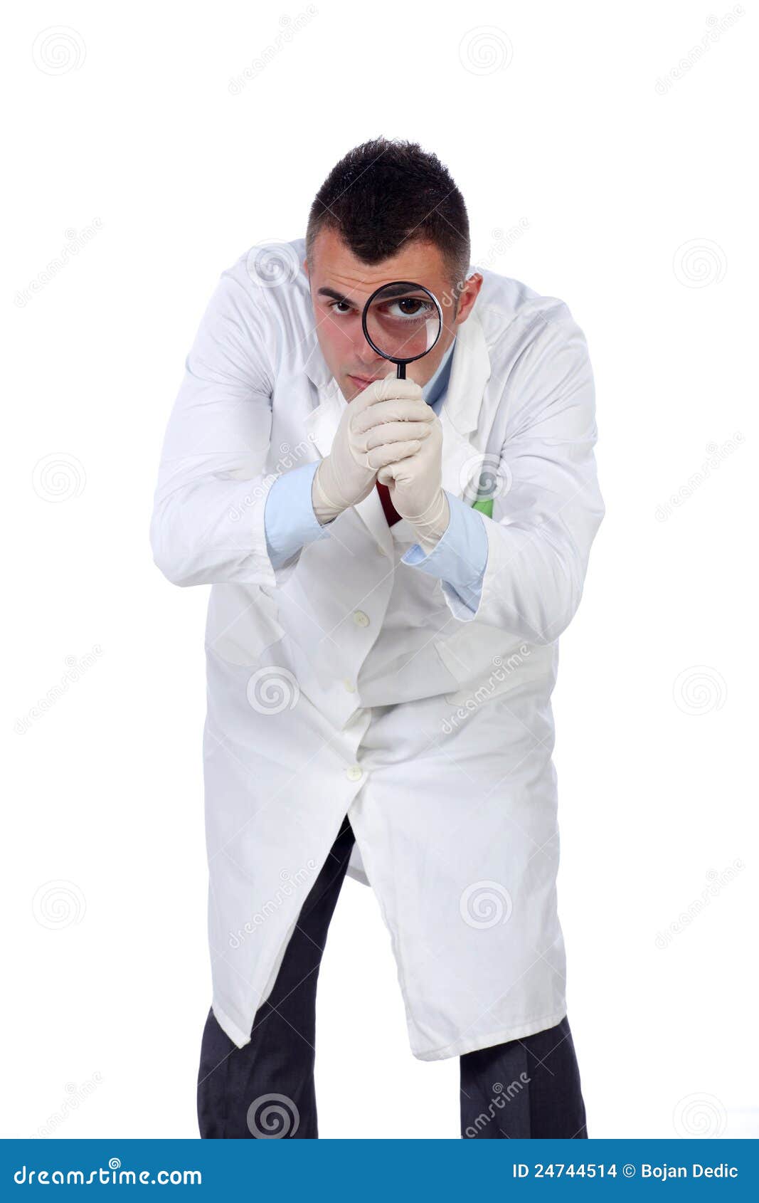 Young Doctor with Magnifying Glass Stock Photo - Image of health ...