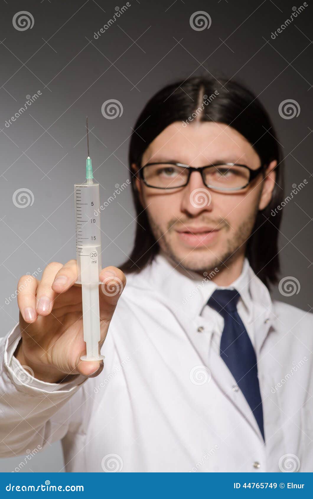 Young Doctor Man with Syringe Against Stock Image - Image of male ...
