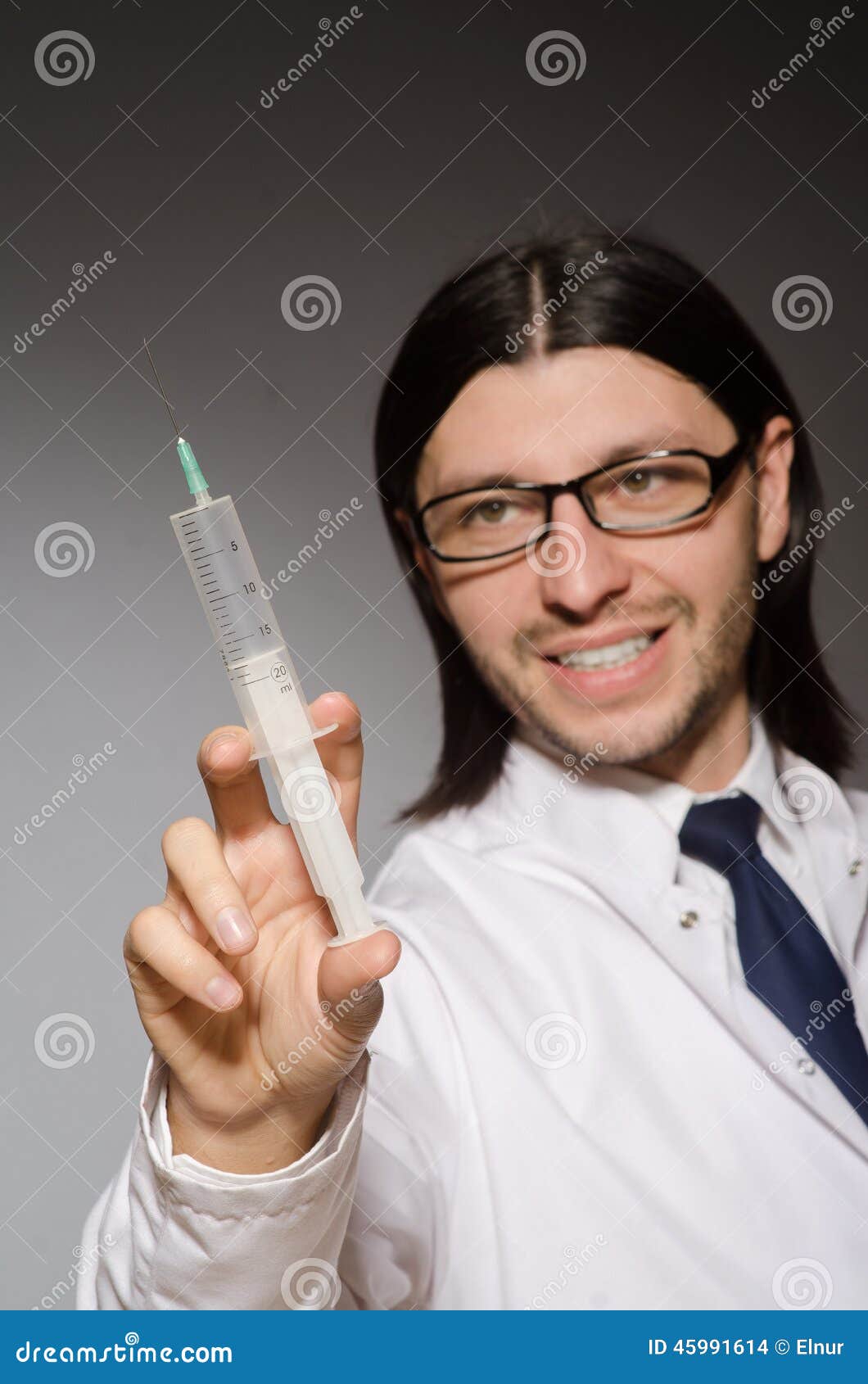 Young Doctor Man with Syringe Against Stock Photo - Image of checkup ...