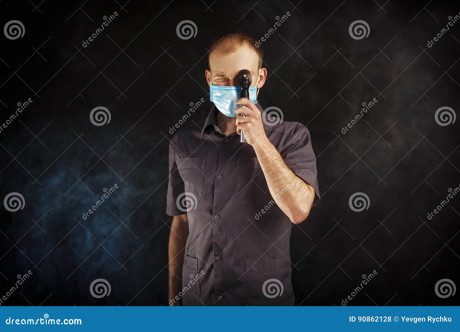 Young Doctor in a Mask in Smoke Stock Photo - Image of physician, mask ...
