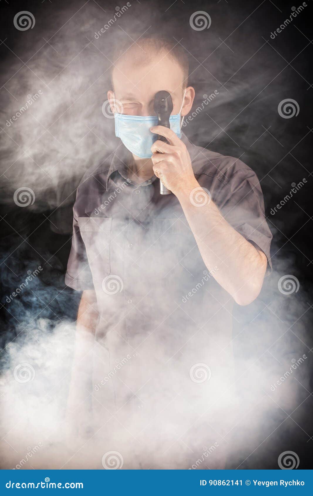 Young Doctor in a Mask in Smoke Stock Image - Image of professional ...