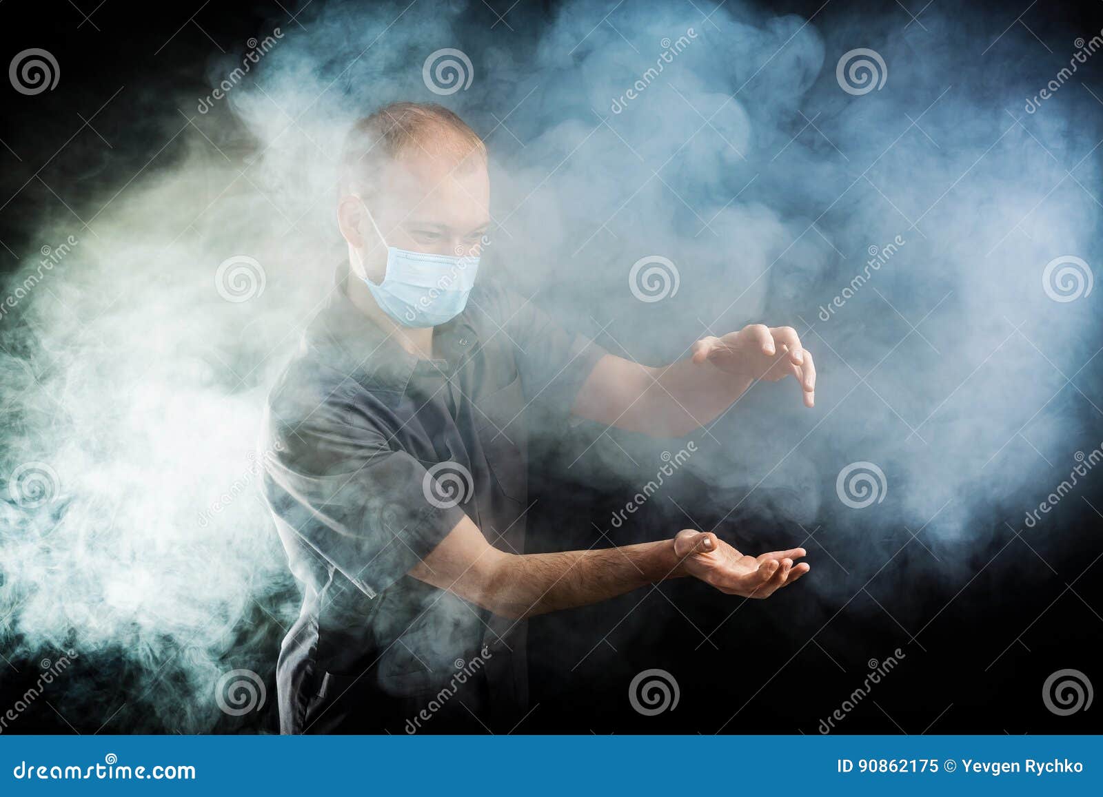 Young Doctor in a Mask in Smoke Stock Image - Image of health ...