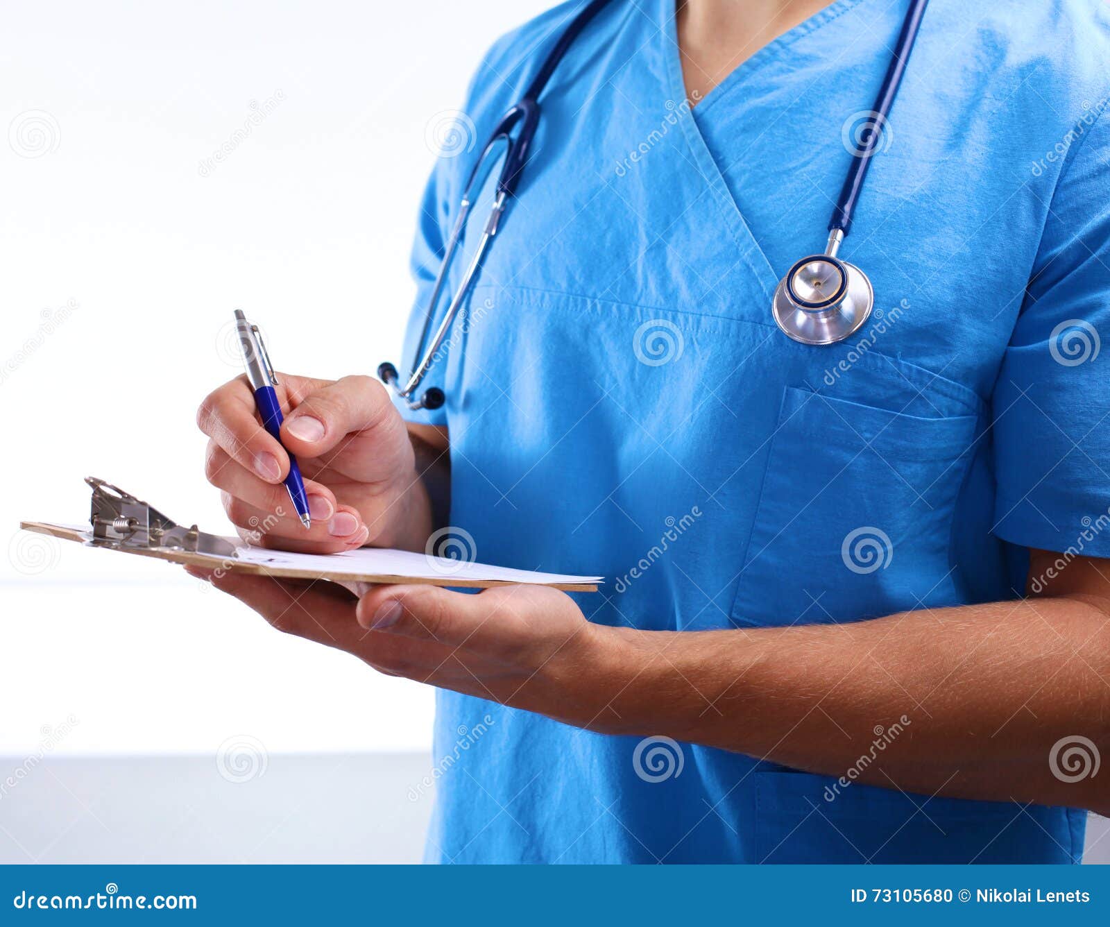 A Young Doctor in the Office Makes an Entry Stock Photo - Image of male ...
