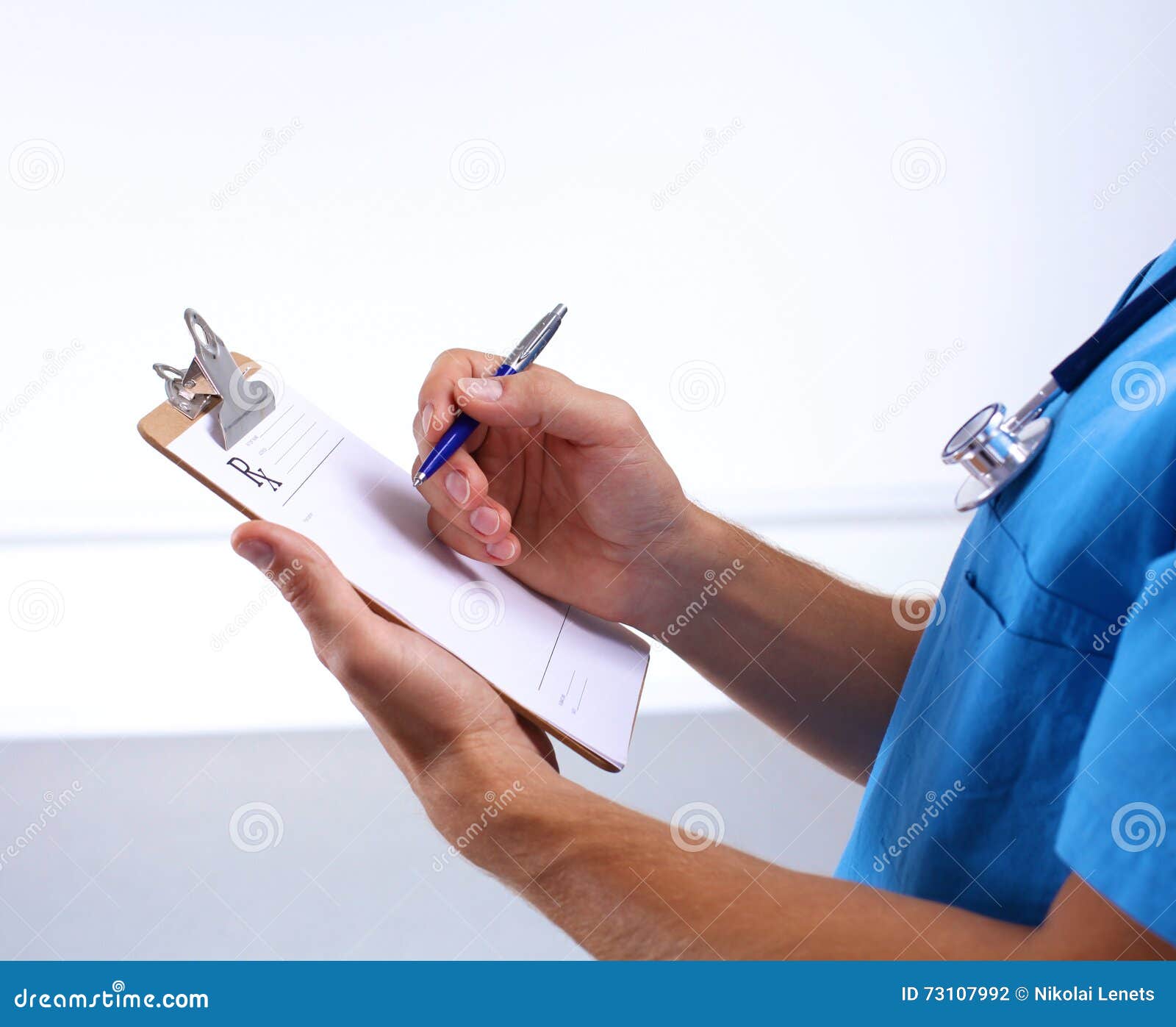 A Young Doctor in the Office Makes an Entry Stock Photo - Image of ...