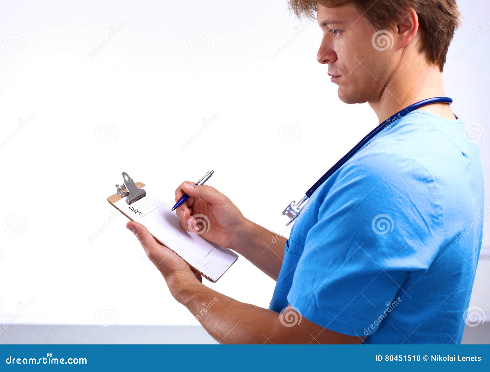 Young Doctor in the Office Makes an Entry Stock Photo - Image of health ...