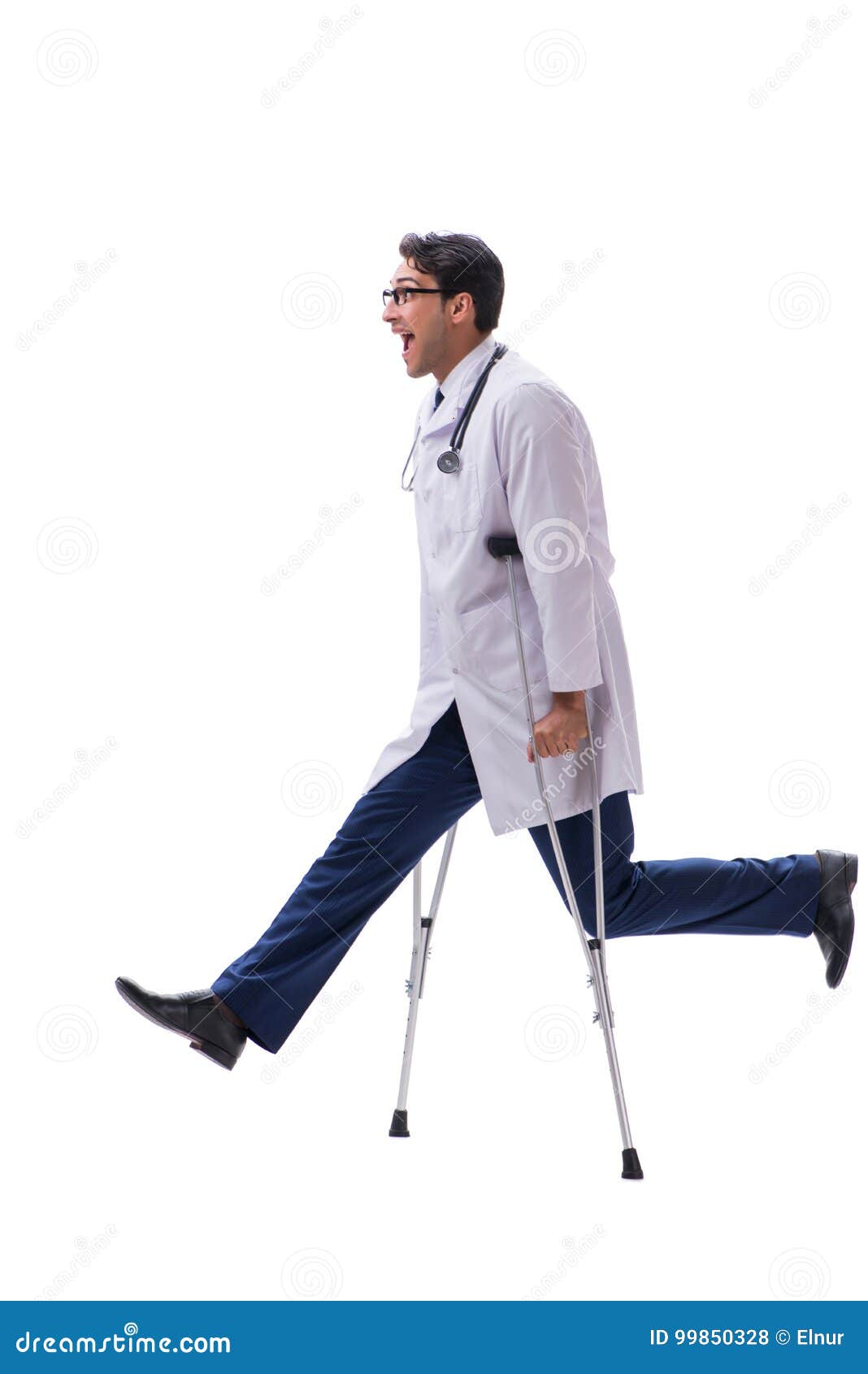 Young Doctor Physician Standing Walking Isolated on White Backgr Stock ...