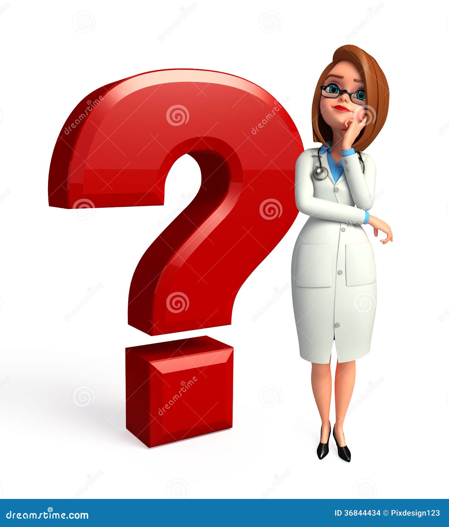 Young Doctor with Question Mark Stock Illustration - Illustration of ...
