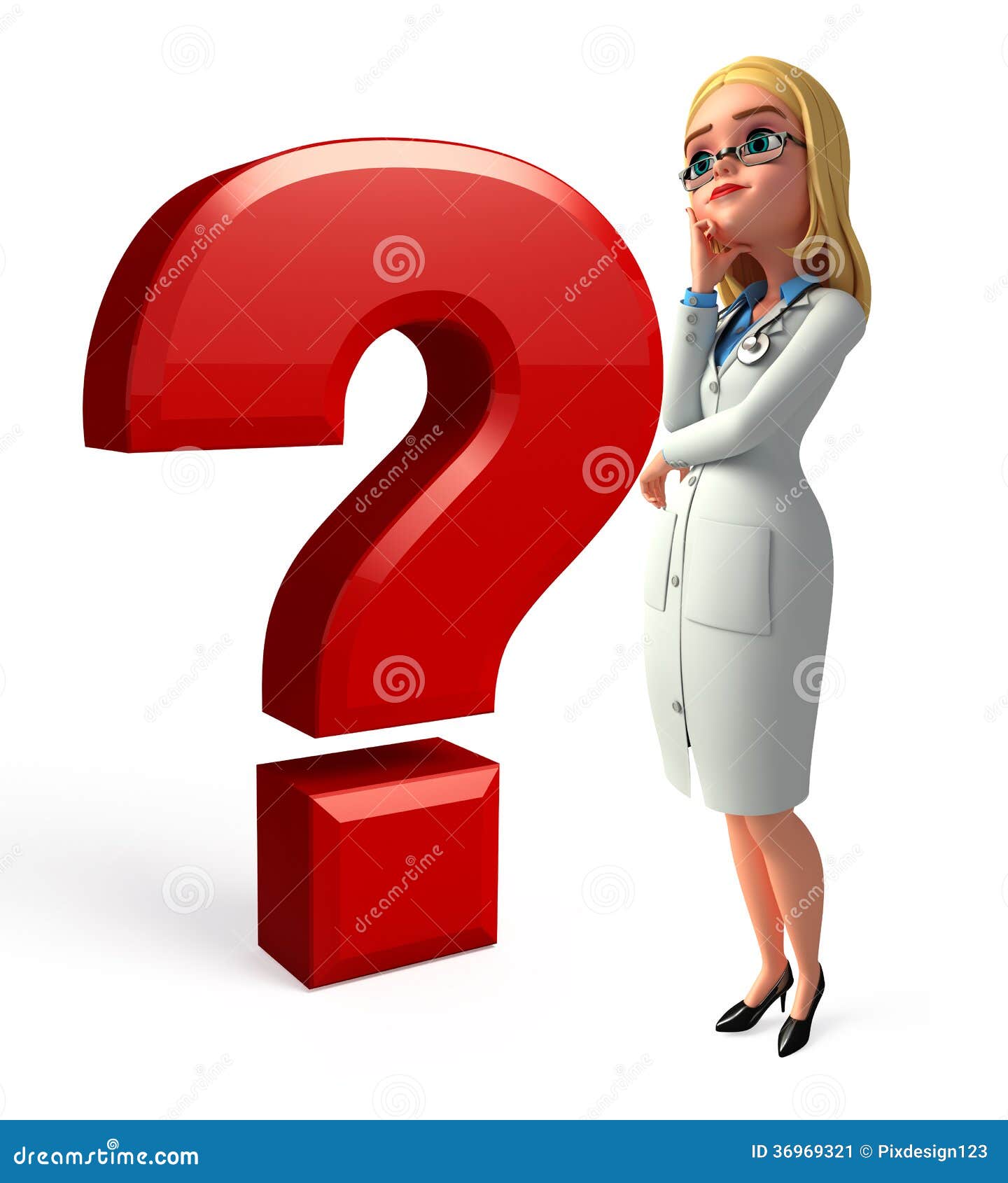 Young Doctor with Question Mark Stock Illustration - Illustration of ...