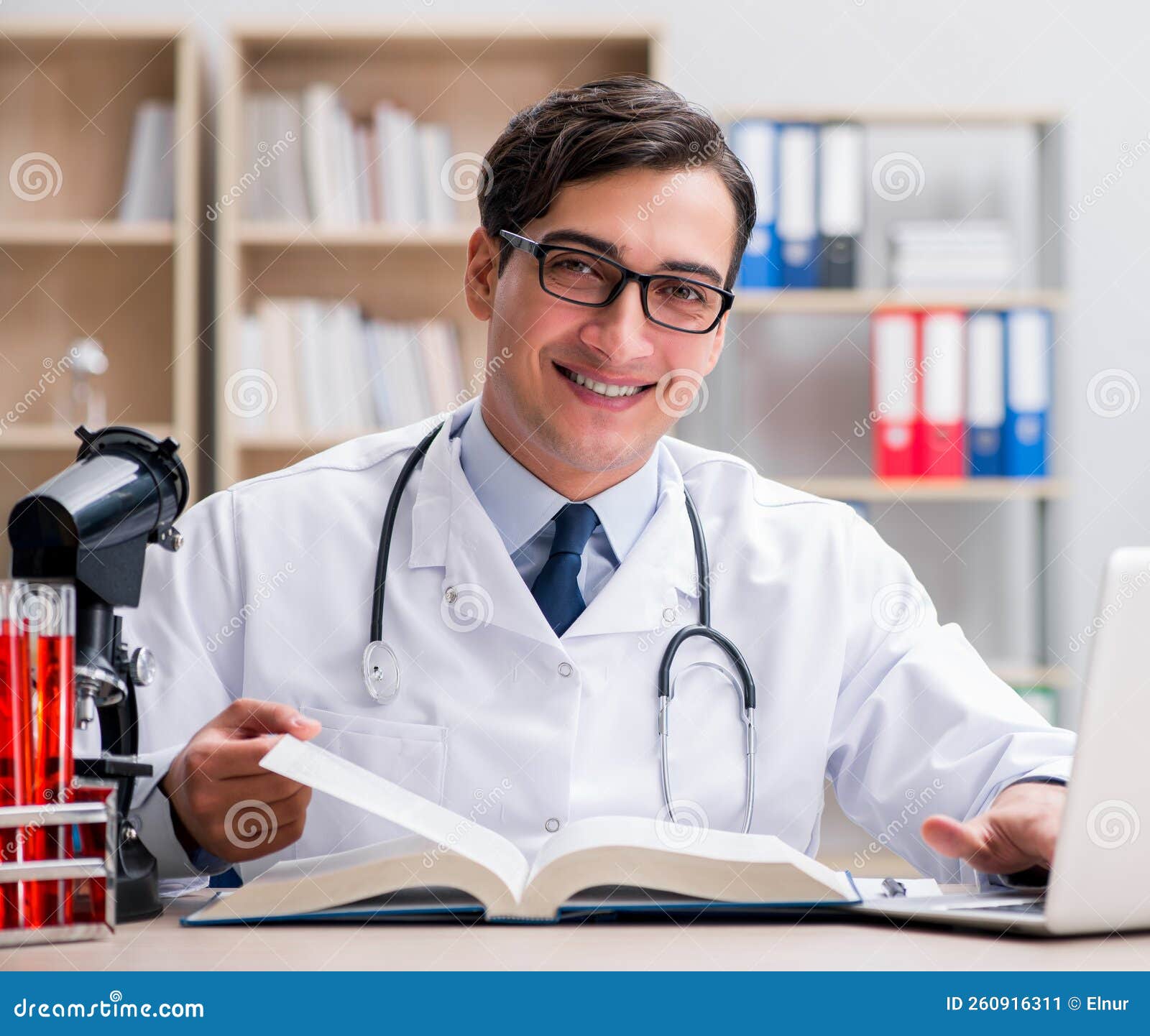 Young Doctor Studying Medical Education Stock Image - Image of glass ...