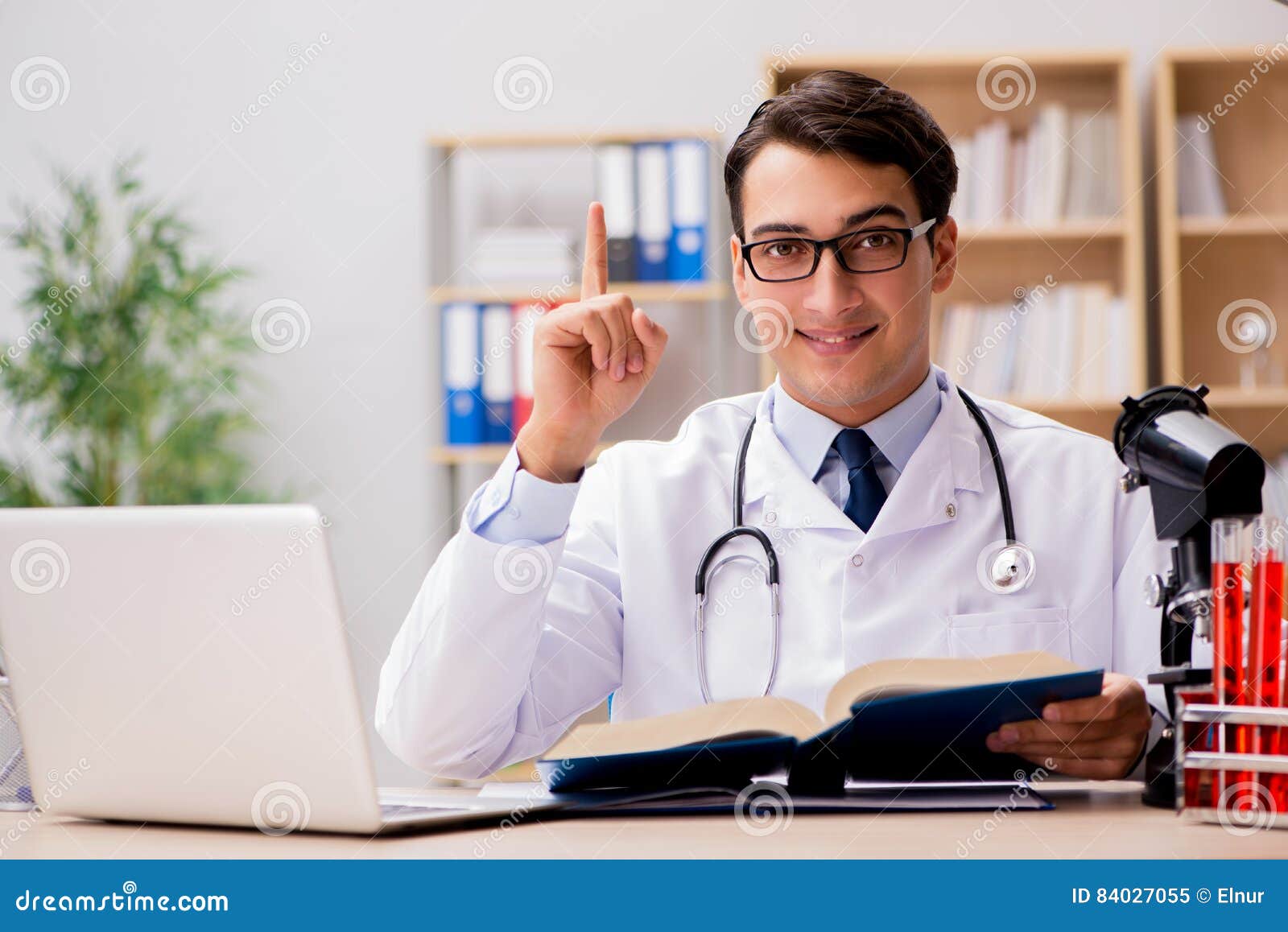 The Young Doctor Studying Medical Education Stock Image - Image of male ...