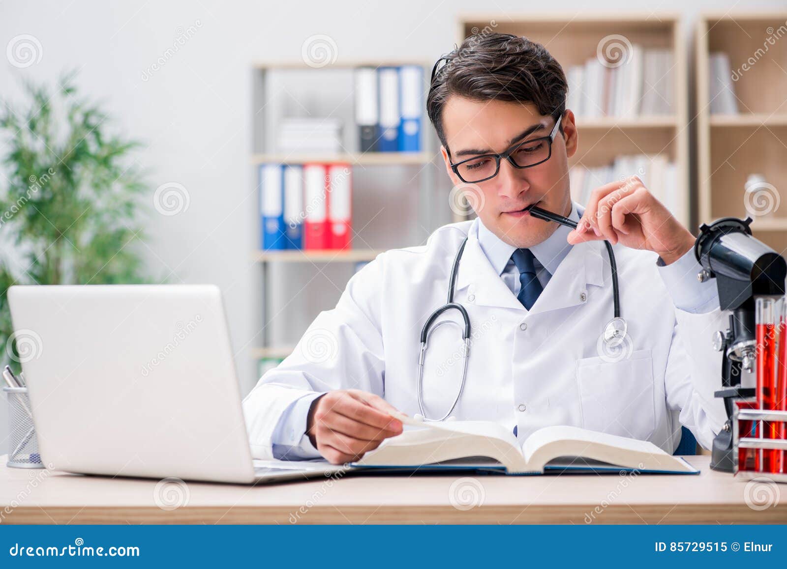 The Young Doctor Studying Medical Education Stock Image - Image of ...