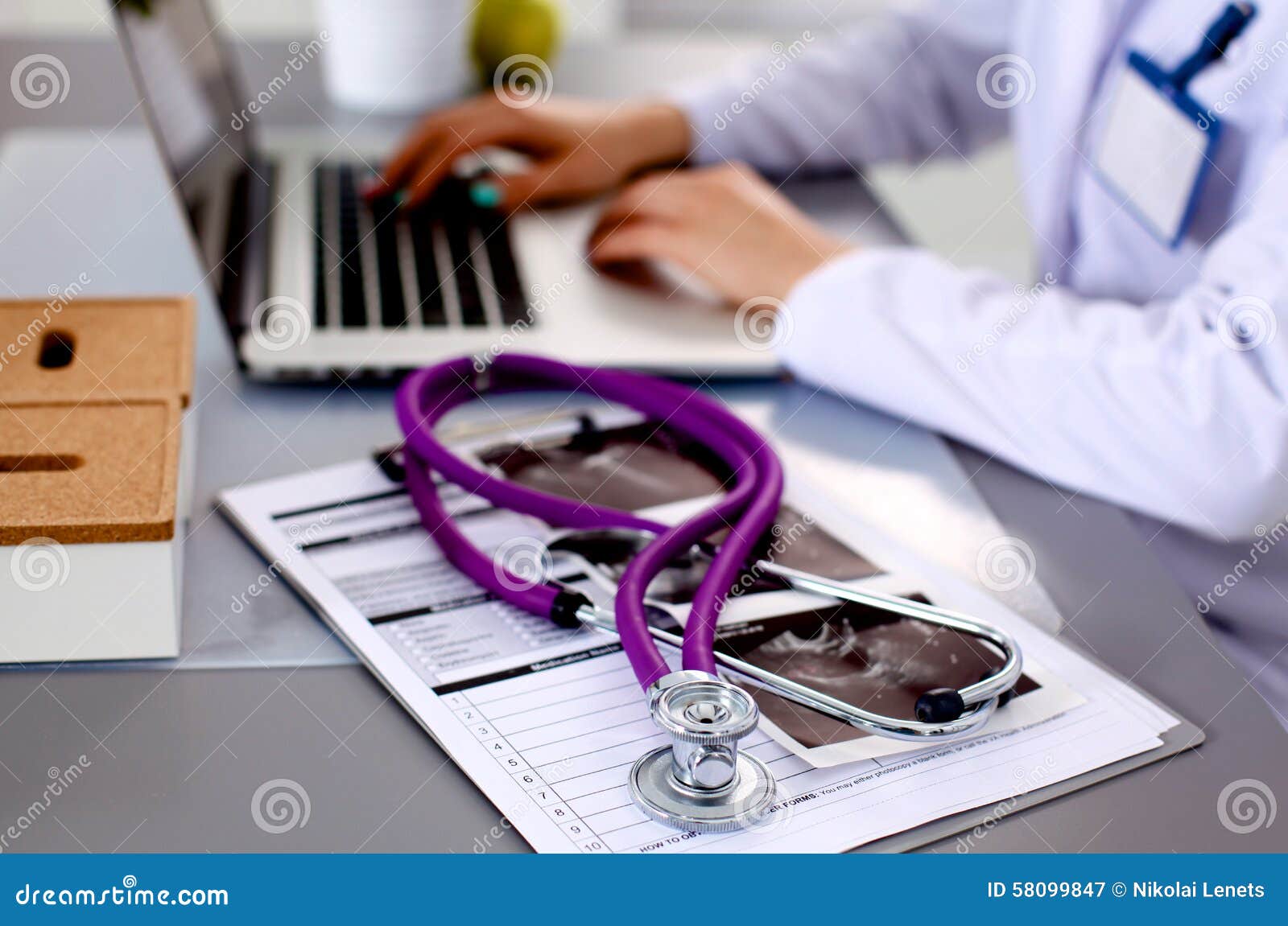 Young Doctor at the Table is Receiving Patient Stock Image - Image of ...