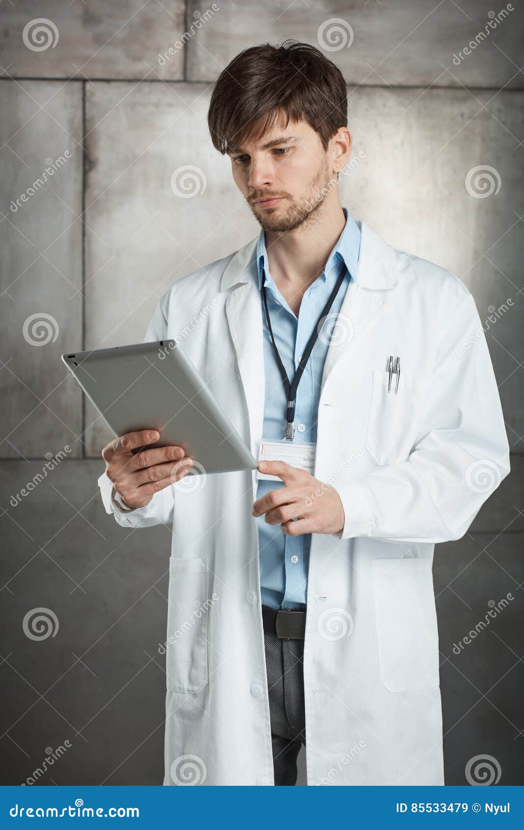 Young Doctor with Tablet Pc Stock Image - Image of focusing, american ...