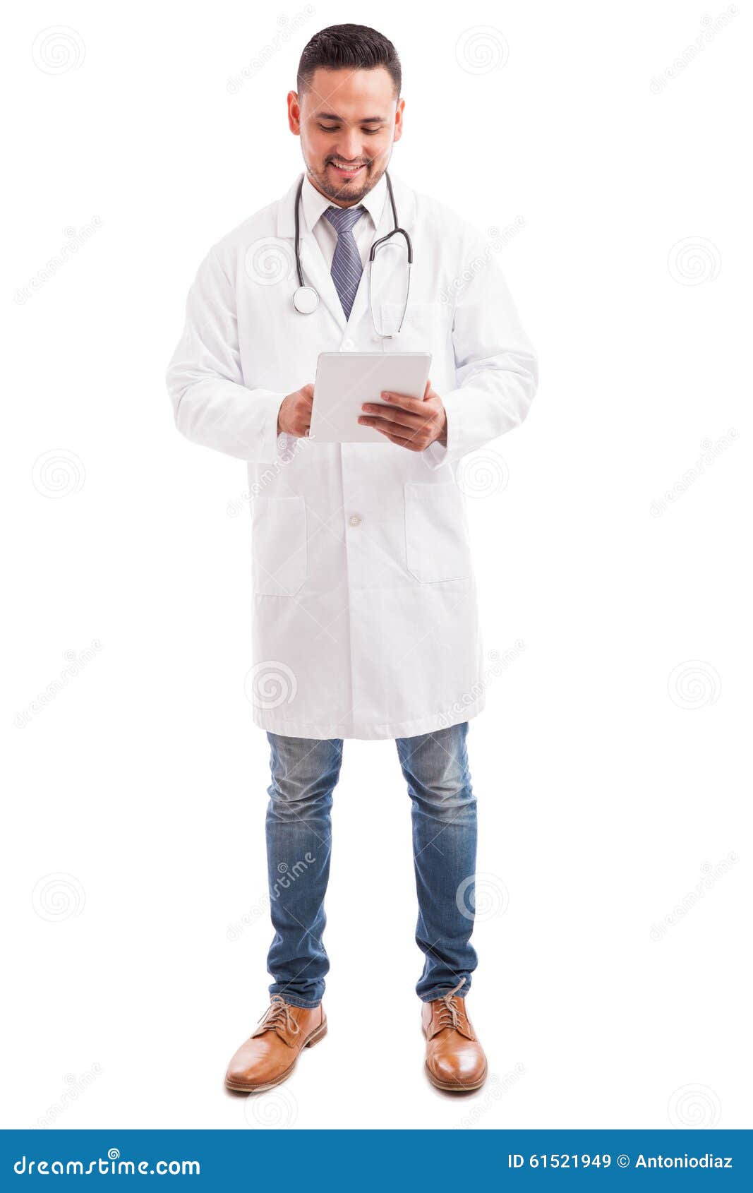 Young Doctor Using Technology Stock Image - Image of internet, happy ...