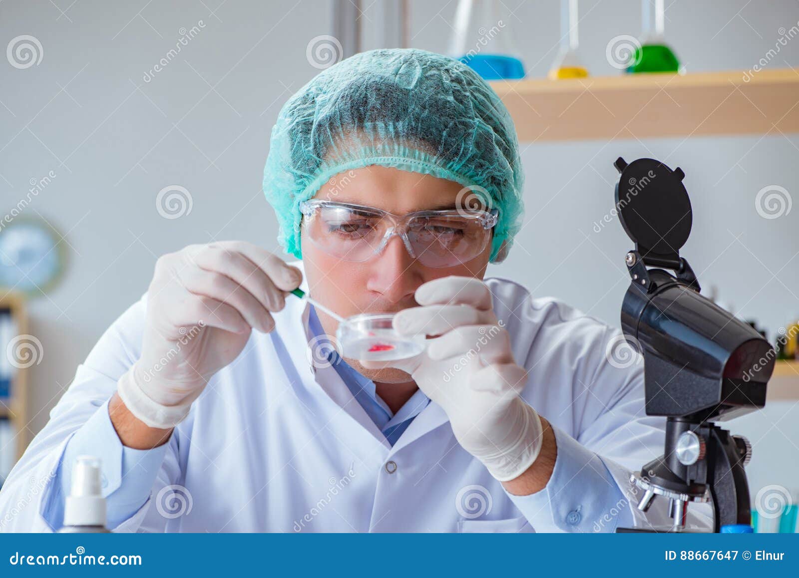 The Young Doctor Working on Blood Test in Lab Hospital Stock Image ...