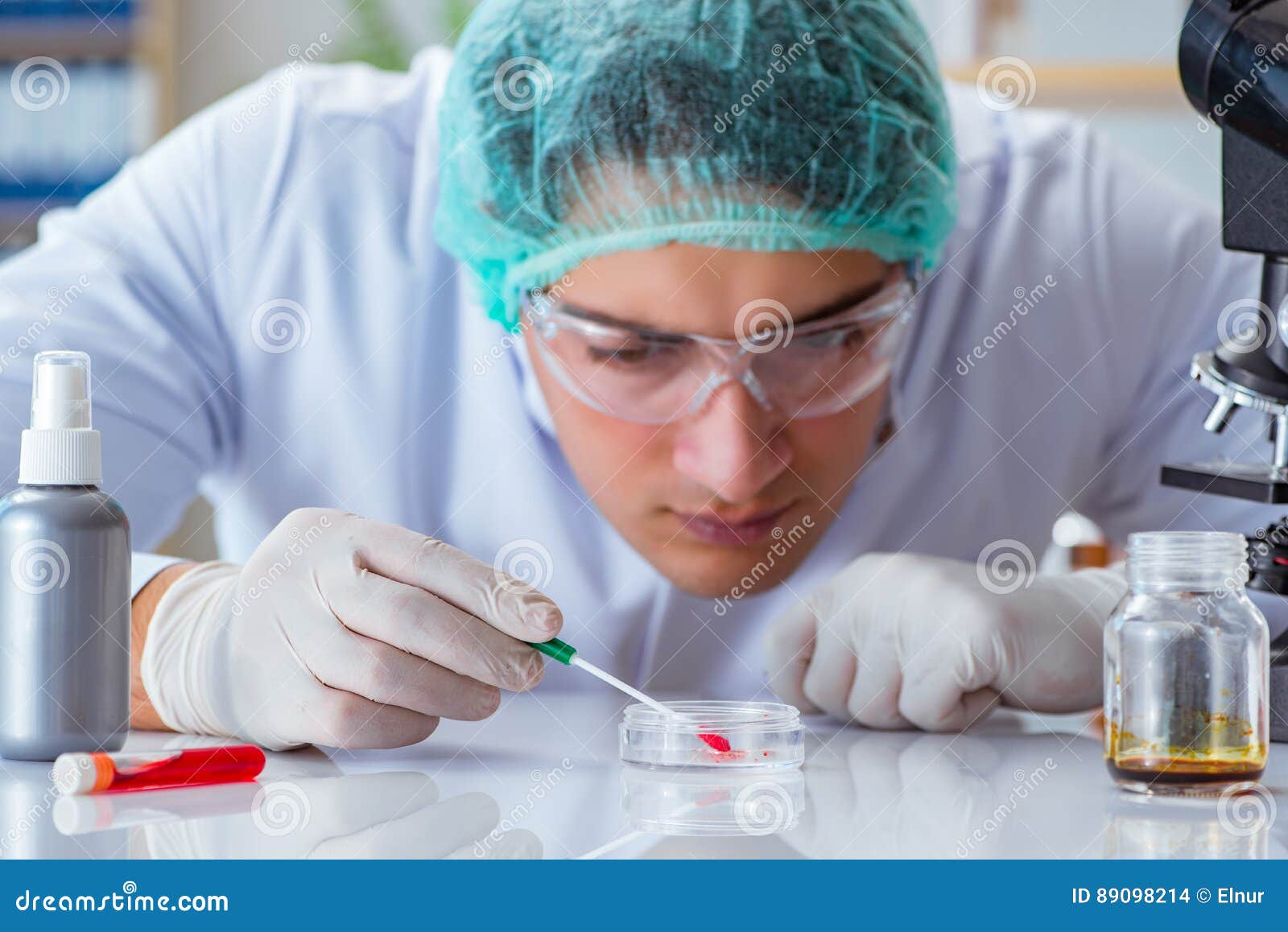 The Young Doctor Working on Blood Test in Lab Hospital Stock Photo ...