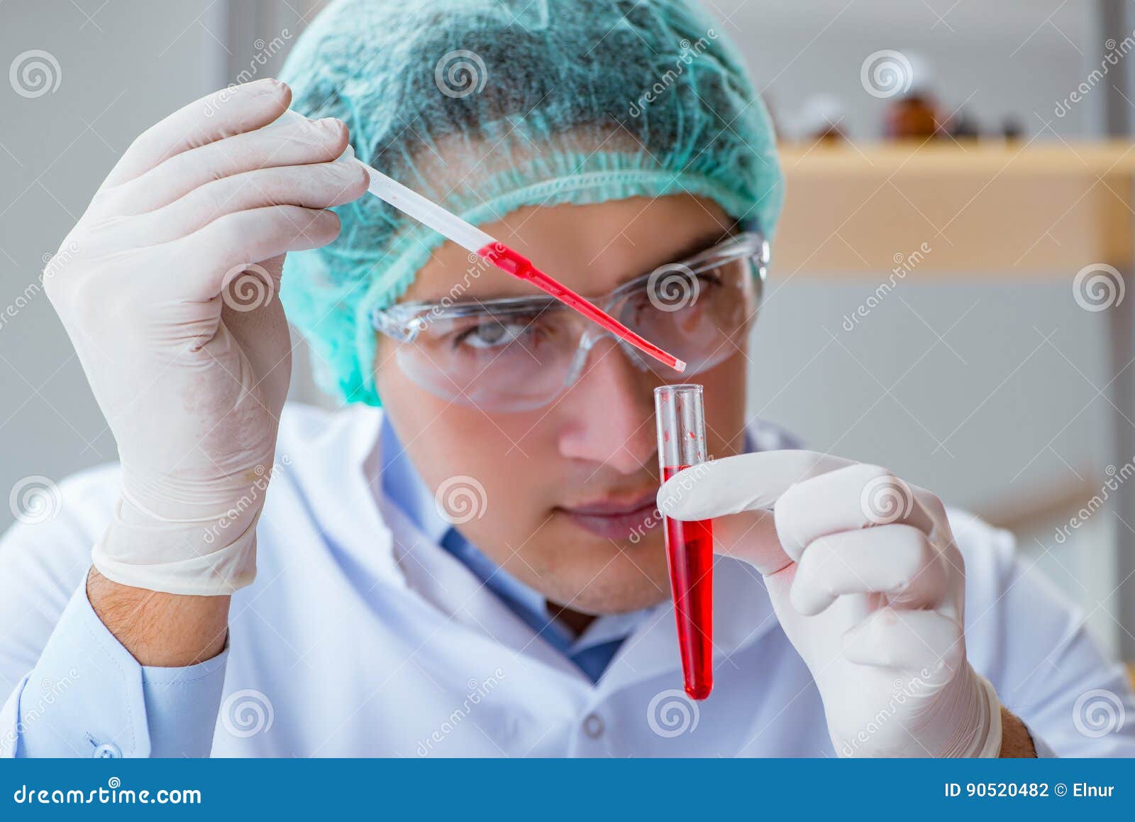 The Young Doctor Working on Blood Test in Lab Hospital Stock Photo ...