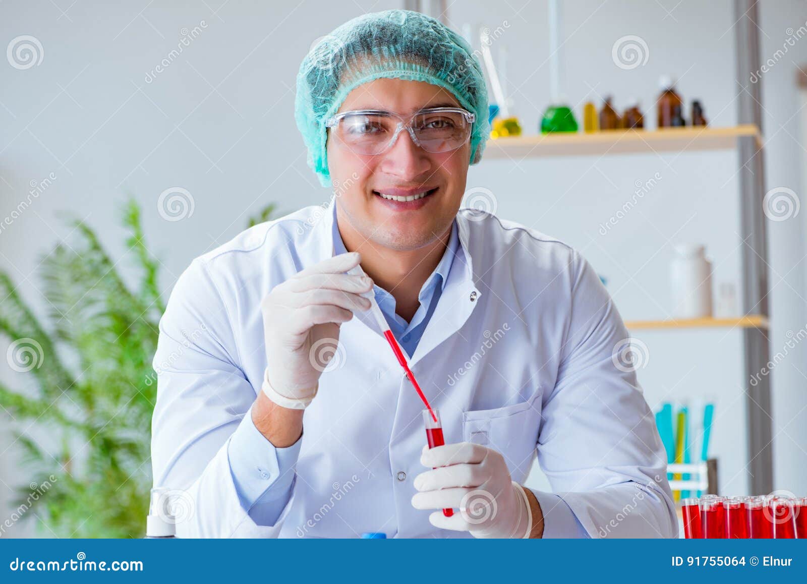 The Young Doctor Working on Blood Test in Lab Hospital Stock Photo ...