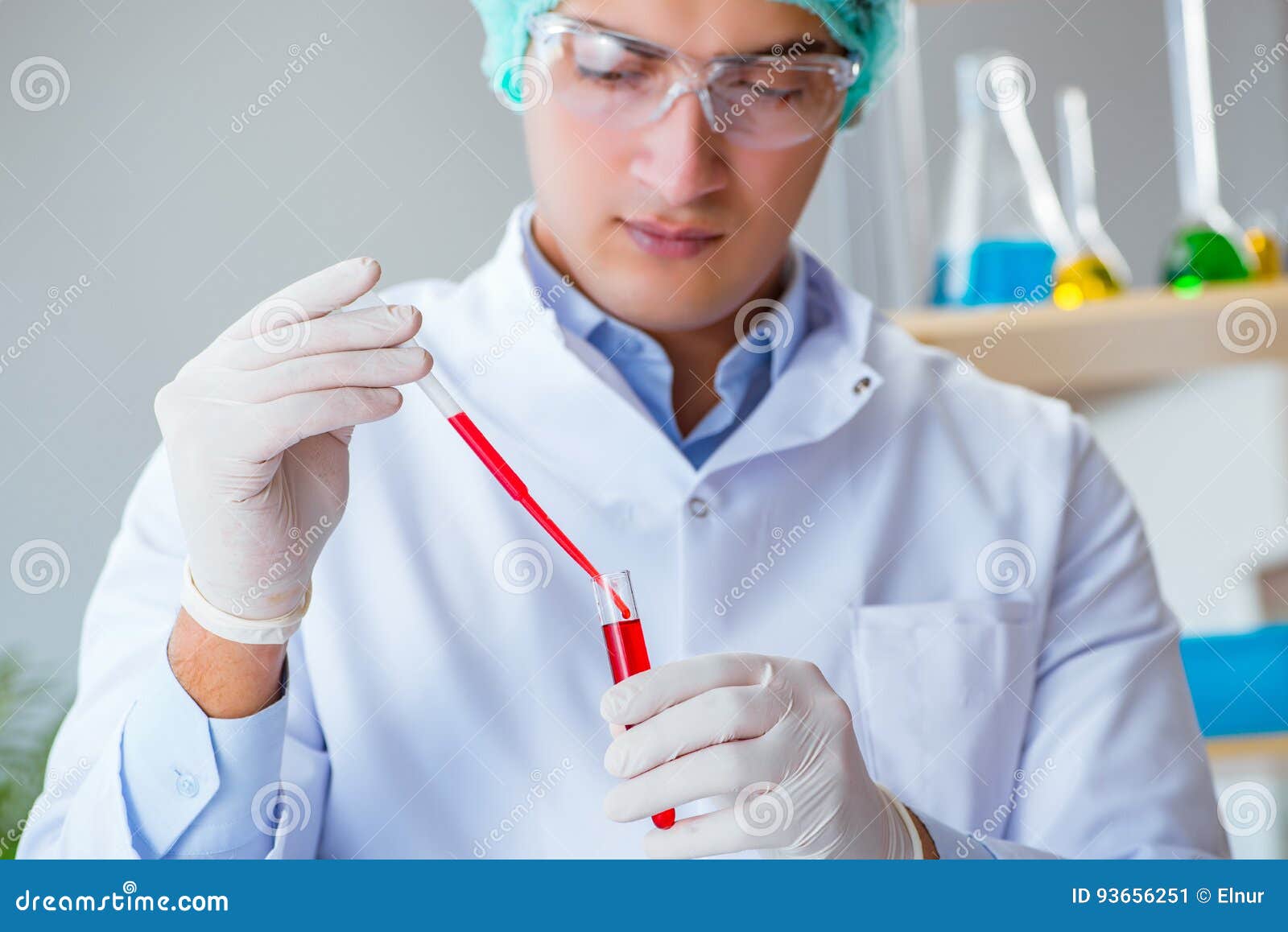 The Young Doctor Working on Blood Test in Lab Hospital Stock Image ...