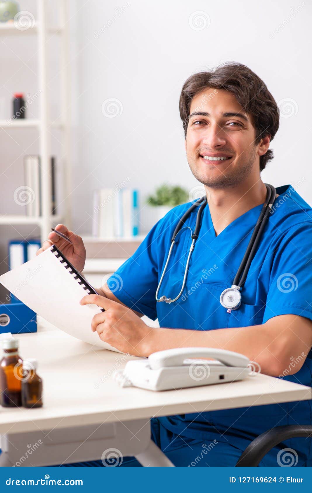 The Young Doctor Working in the Hospital Stock Photo - Image of ...