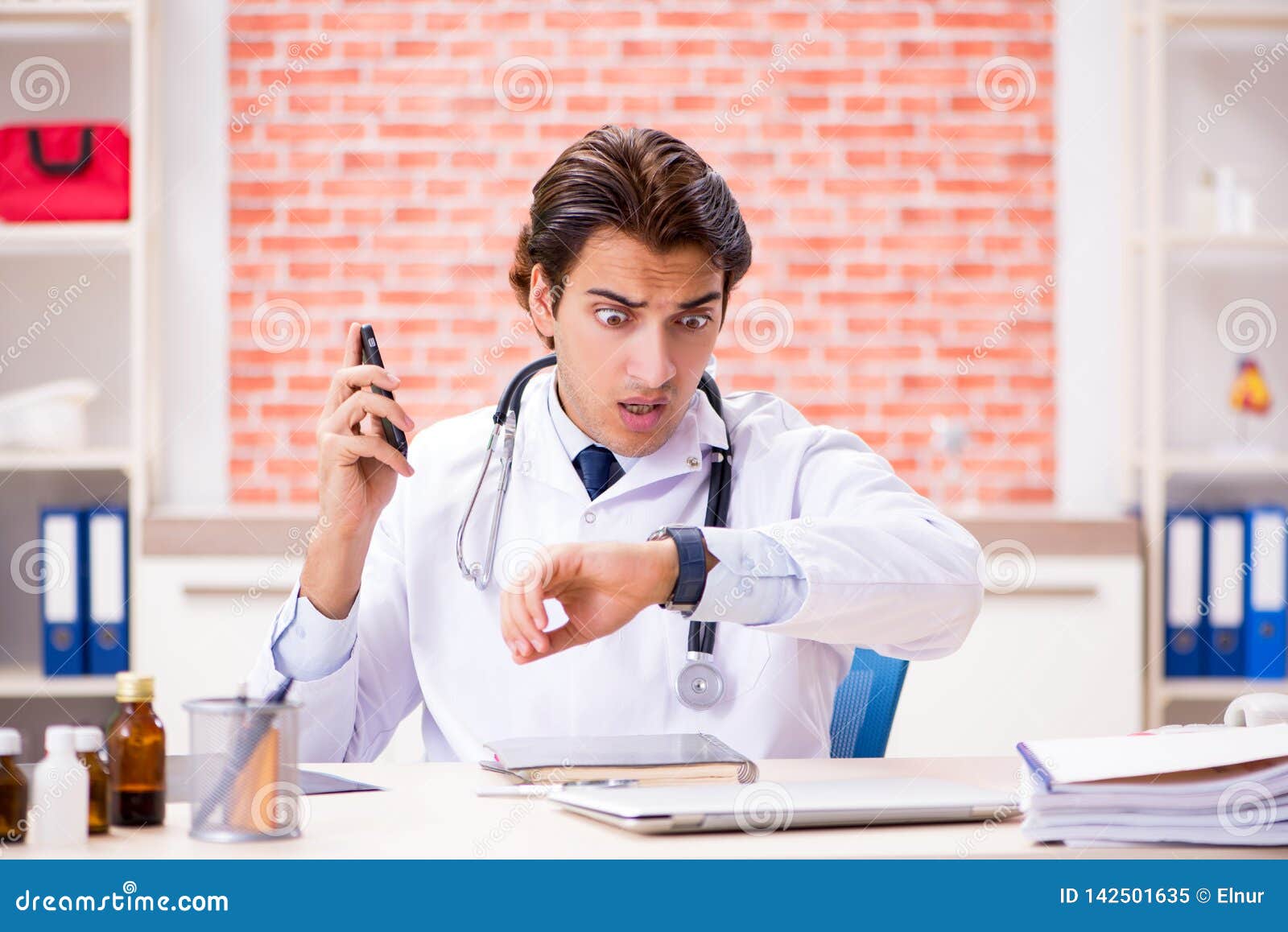 The Young Doctor Working in Hospital Stock Image - Image of medical ...