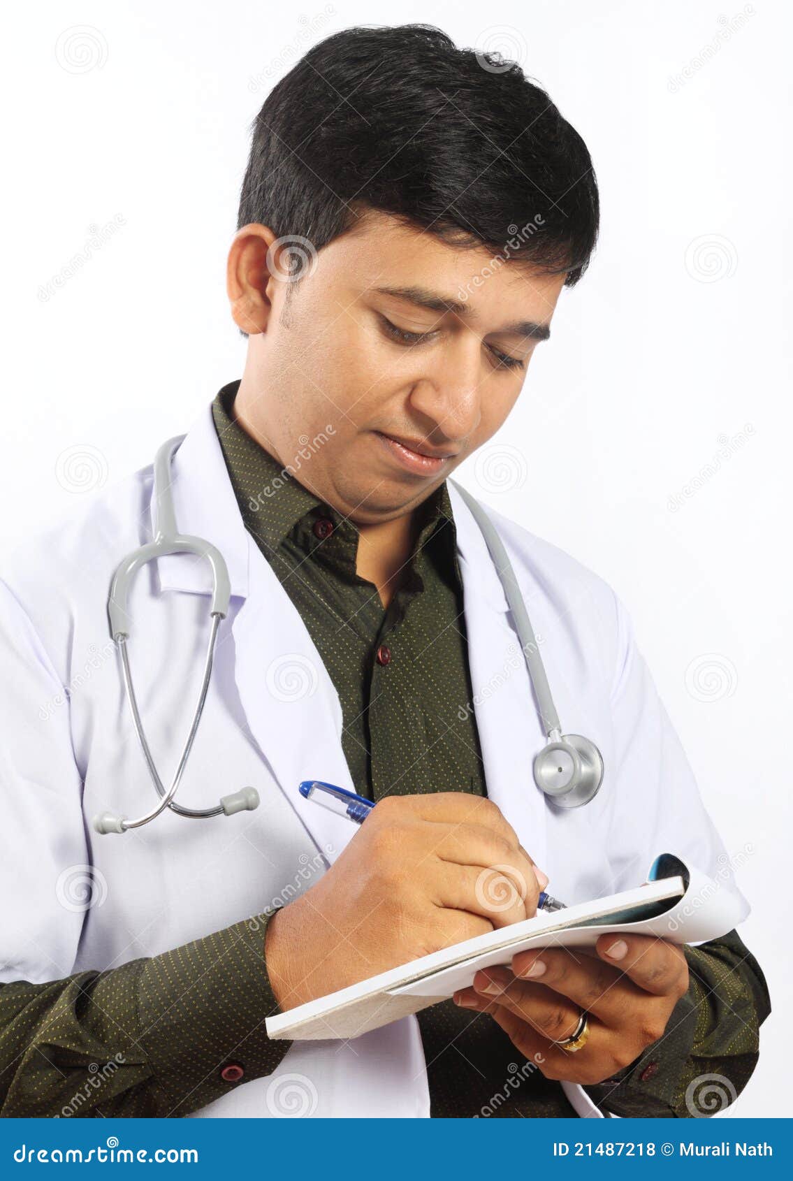 Young Doctor Writing Prescription Stock Photo - Image of doctor, notes ...