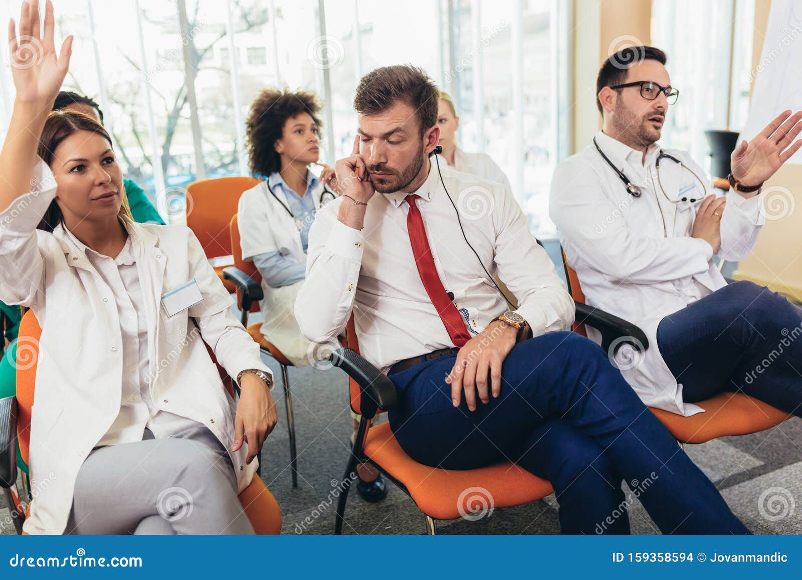 Young Doctors on Seminar in Lecture Hall at Hospital Stock Photo ...