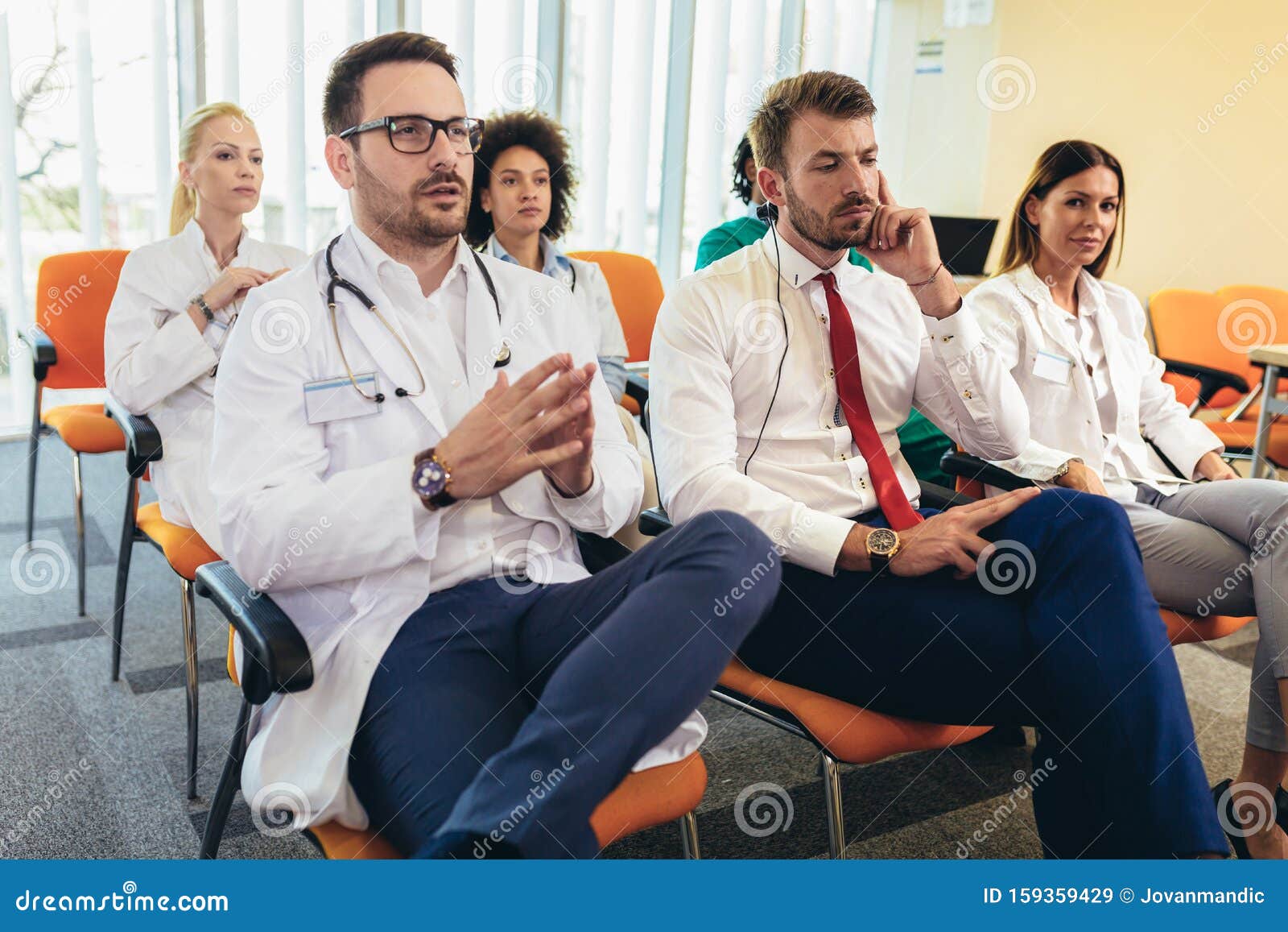 Young Doctors on Seminar in Lecture Hall at Hospital Stock Image ...