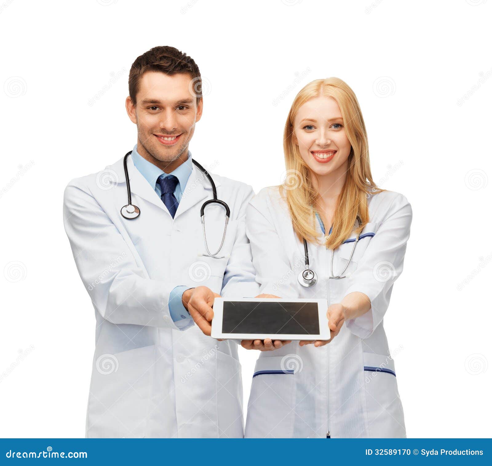 Young Doctors Showing Tablet Pc Stock Photo - Image of modern, giving ...