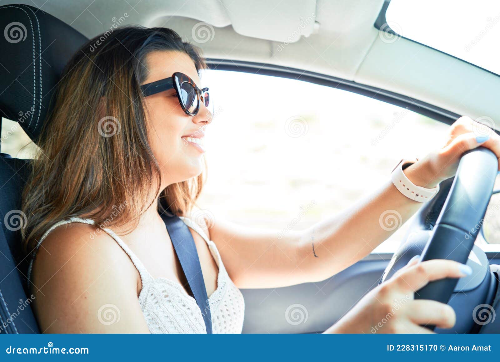 Young Driver Woman Driving Car Stock Photo - Image of pretty, drive ...