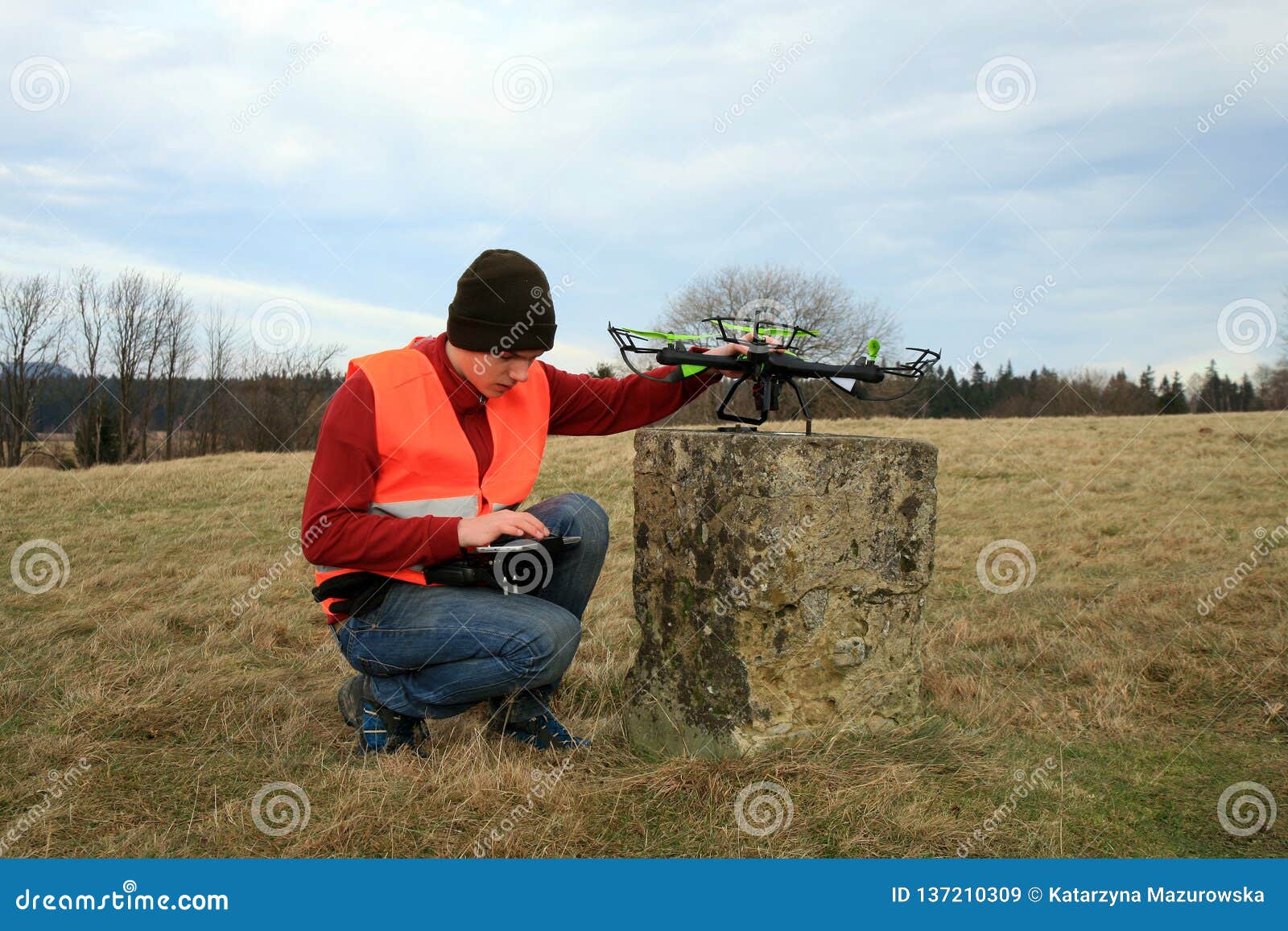 Drone Operator is Testing New Equipment. Stock Image - Image of ...