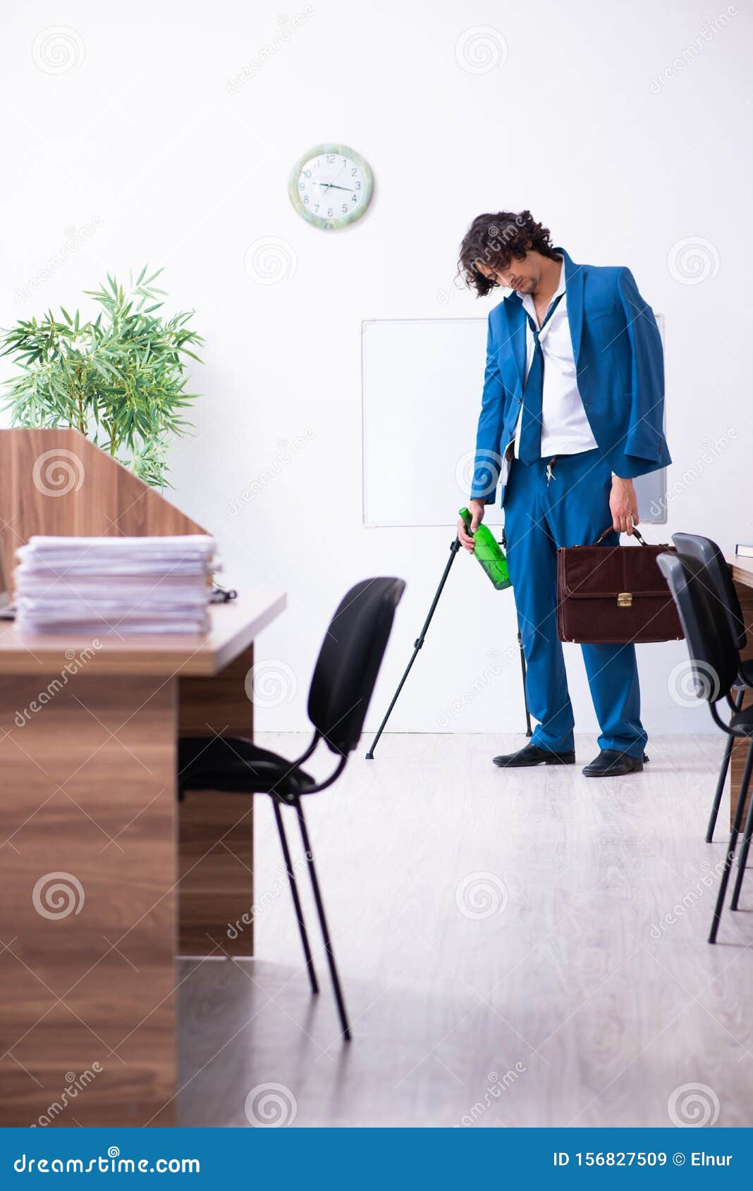 Young Drunk Employee in the Office Stock Image - Image of fatigue ...