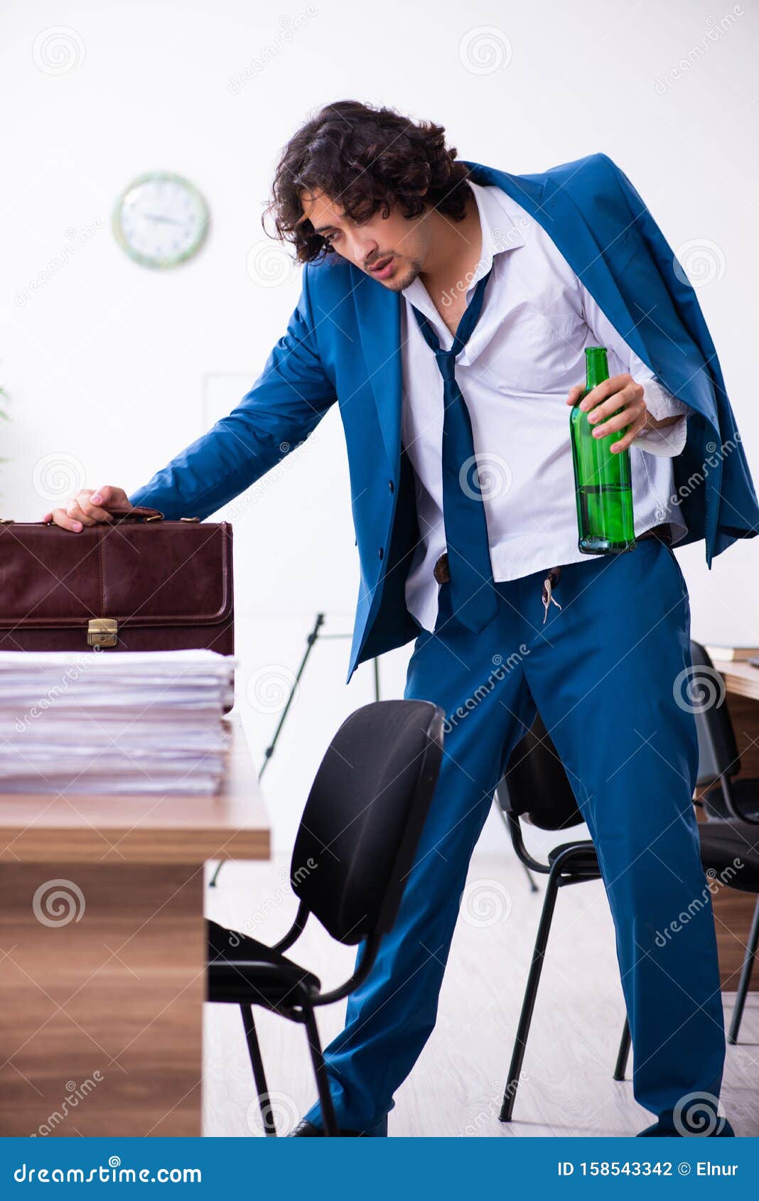 Young Drunk Employee in the Office Stock Photo - Image of booze, crisis ...