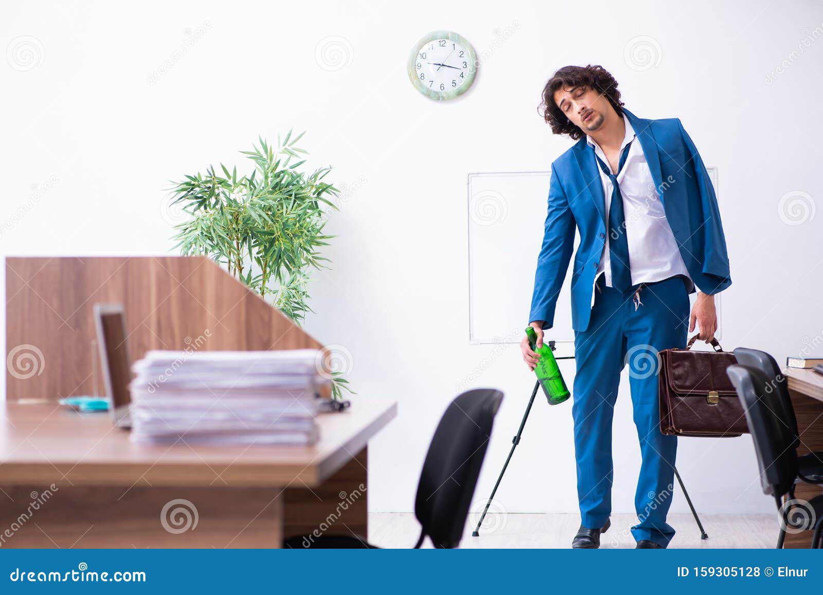 Young Drunk Employee in the Office Stock Photo - Image of manager ...