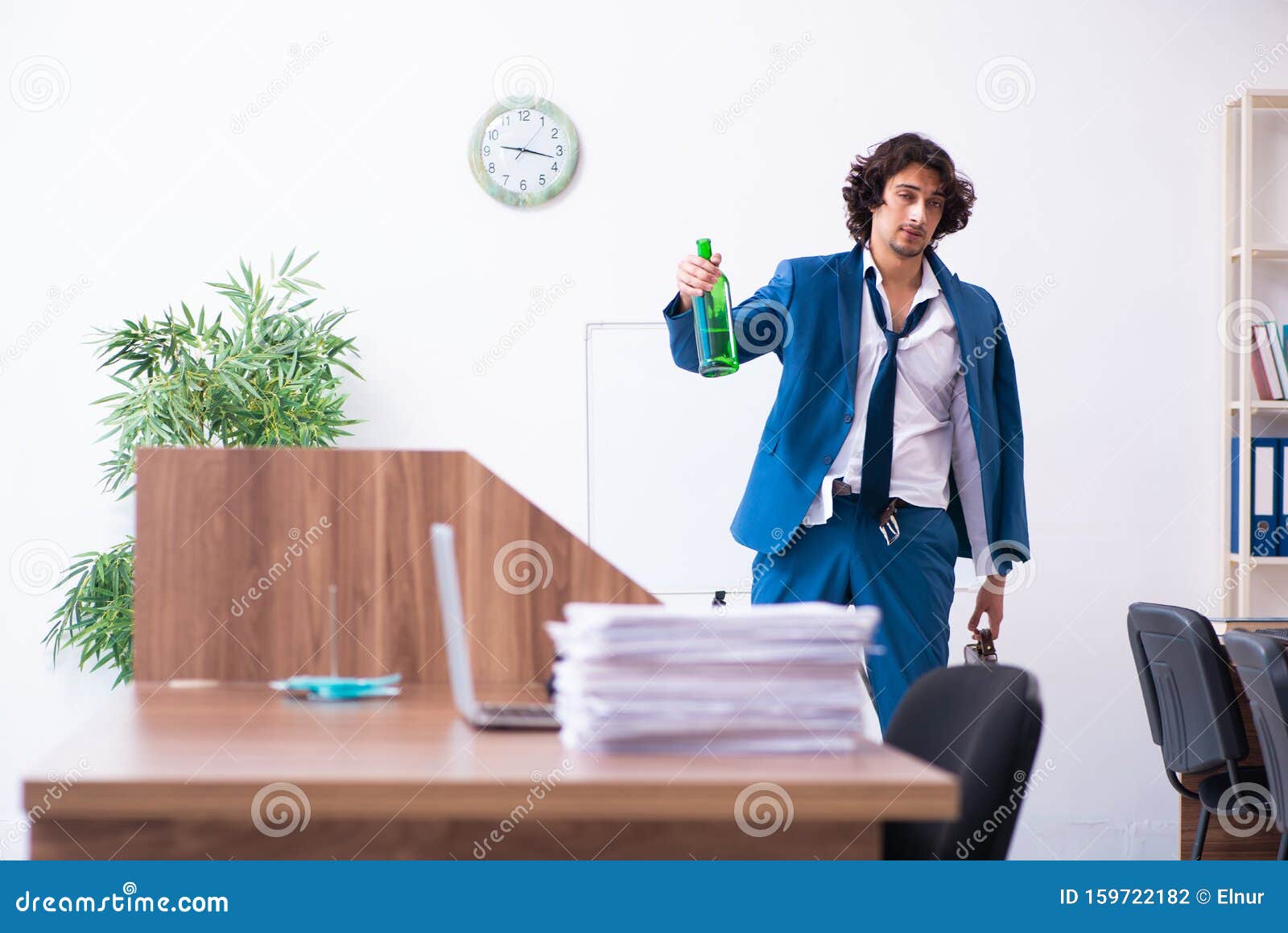 Young Drunk Employee in the Office Stock Photo - Image of consultant ...