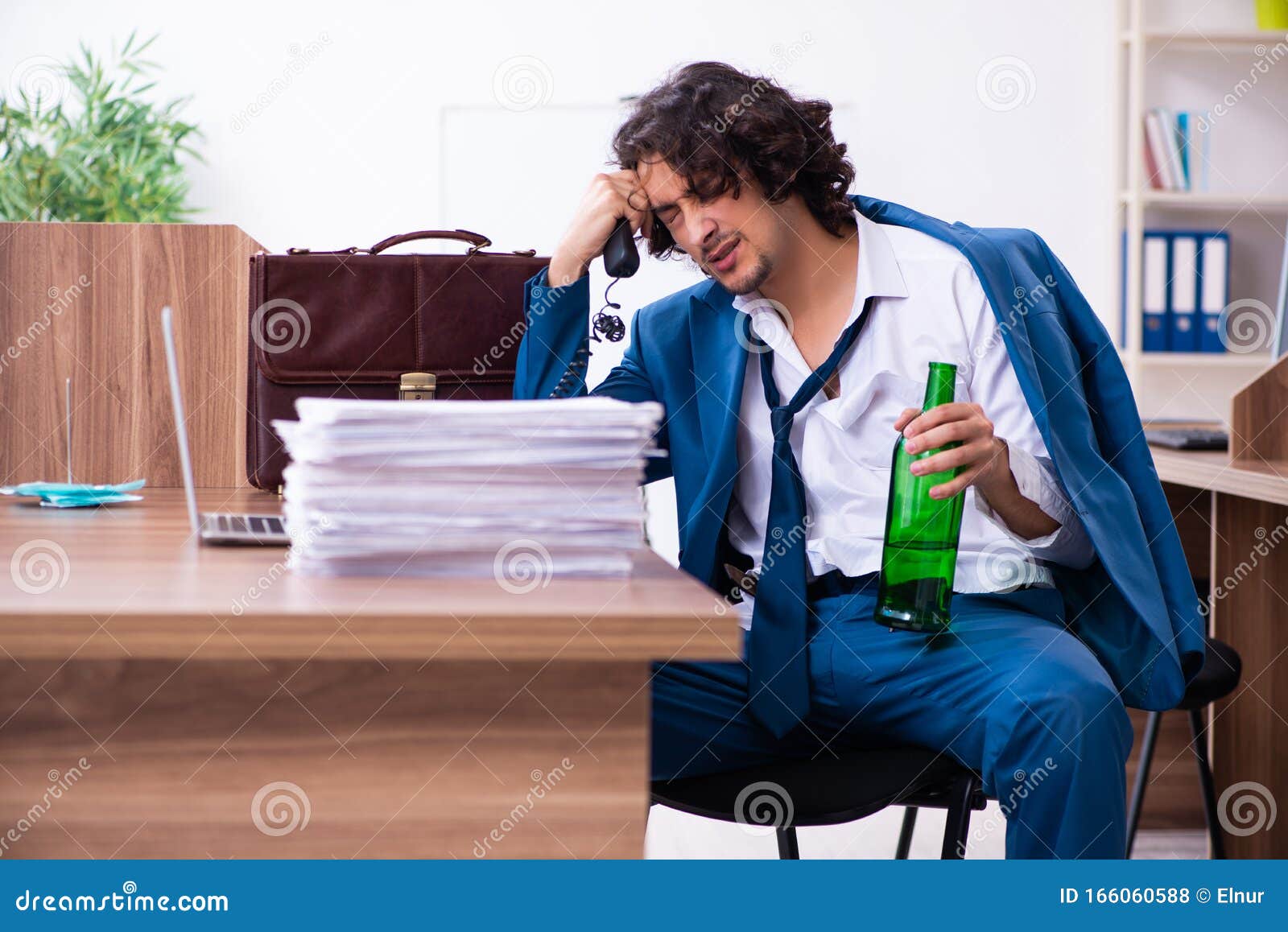 Young Drunk Employee in the Office Stock Photo - Image of abuse ...