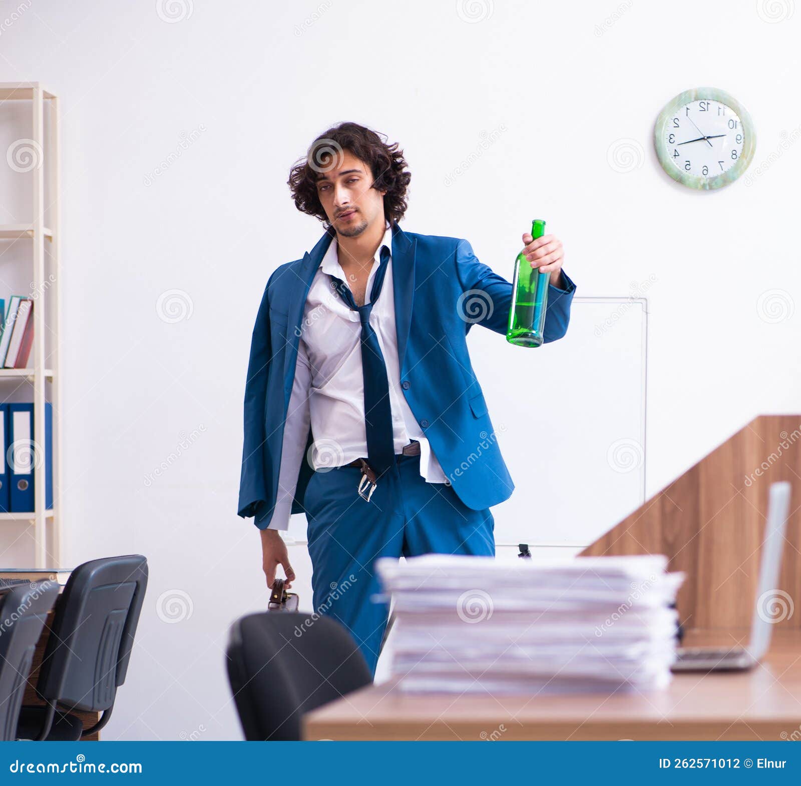Young Drunk Employee in the Office Stock Photo - Image of addict ...