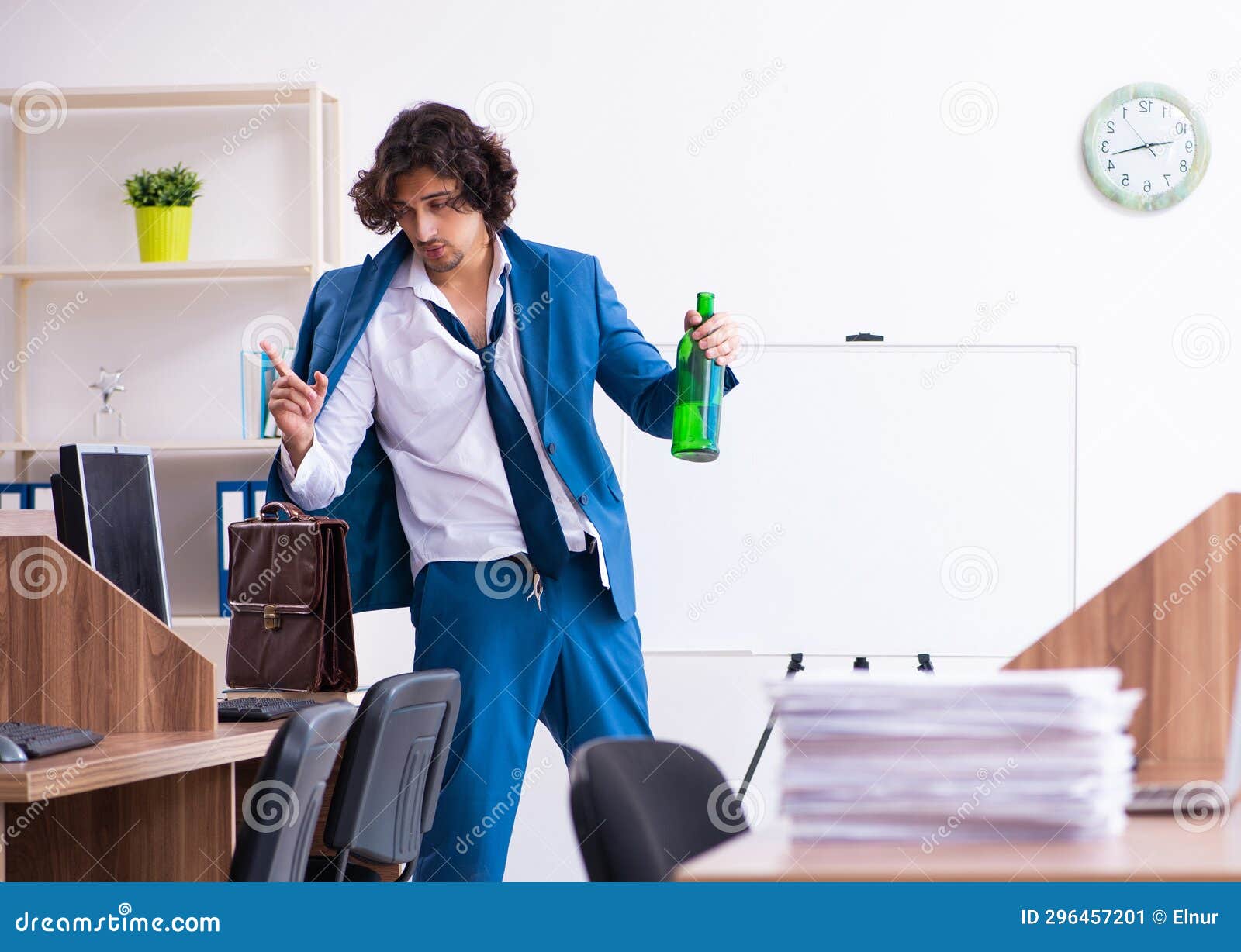 Young Drunk Employee in the Office Stock Image - Image of dependency ...