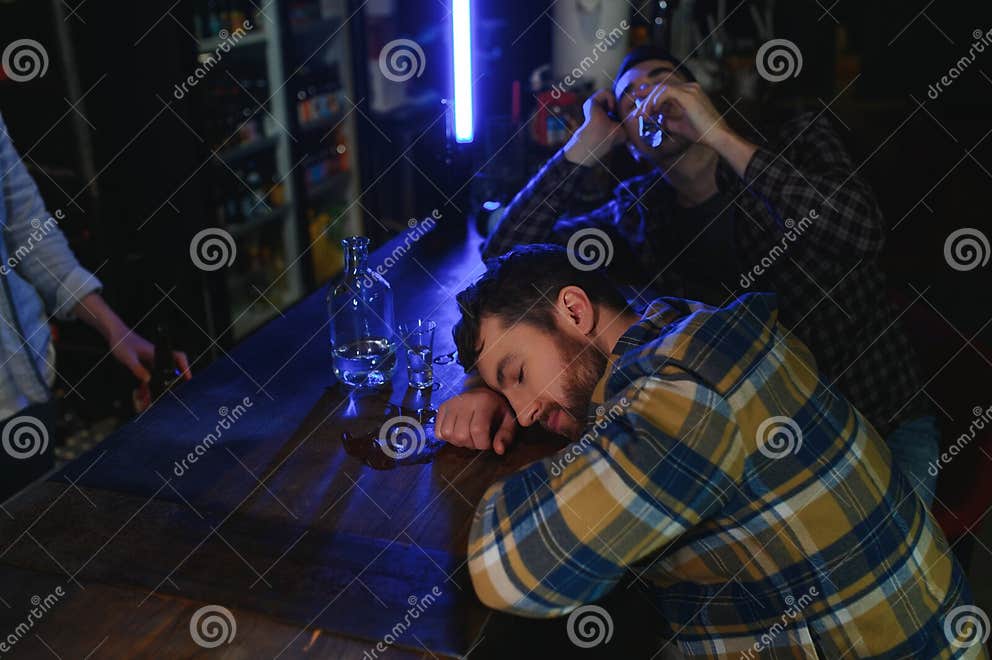 Young drunk man in bar stock image. Image of concept - 274154735