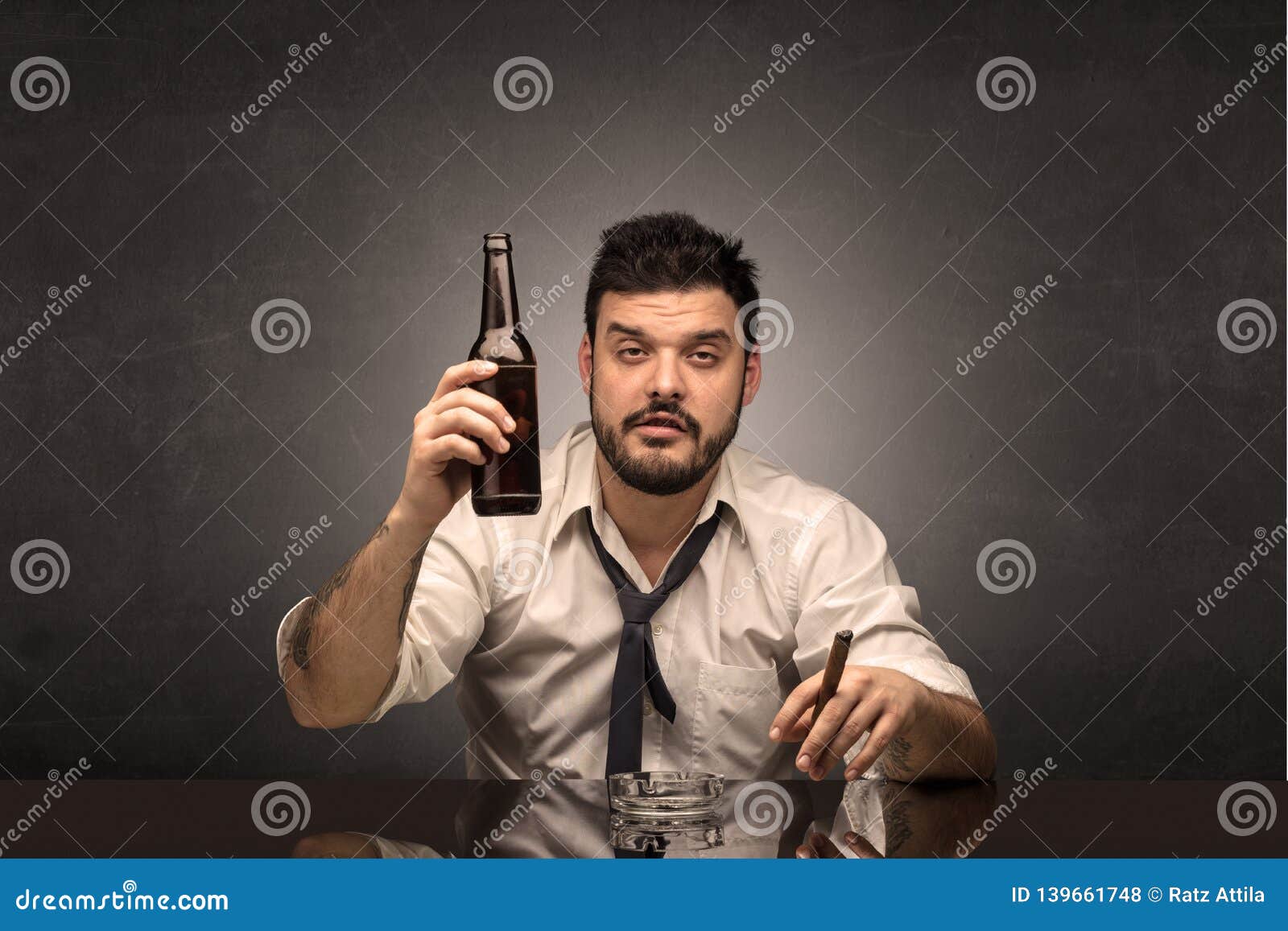 Drunk Man at His Office with Copy Space Stock Photo - Image of dizzy ...