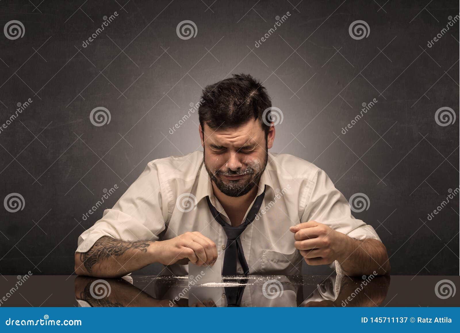 Drunk Man at His Office with Copy Space Stock Image - Image of drug ...