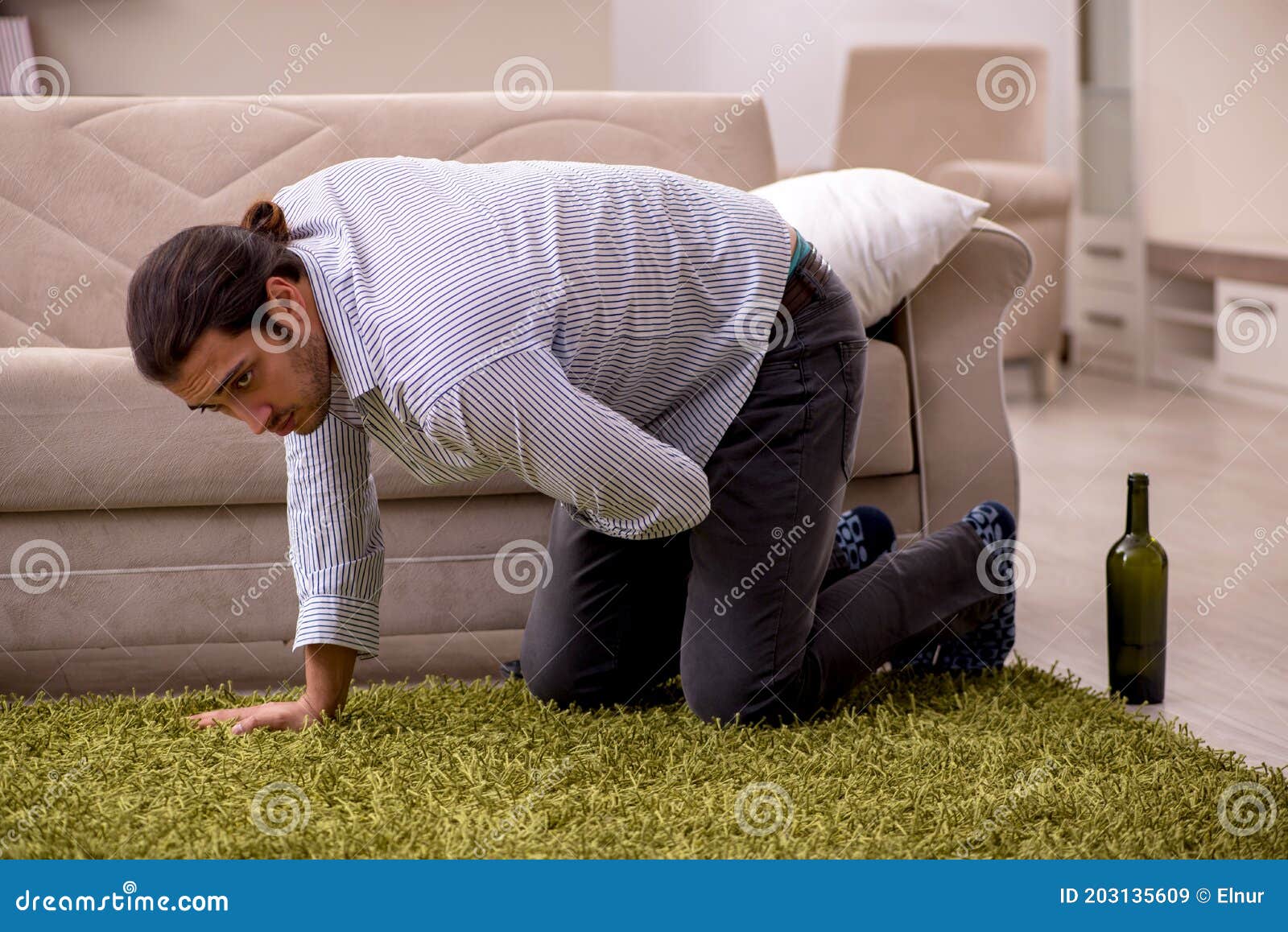 Young Drunk Man Suffering at Home Stock Image - Image of home, drunken ...