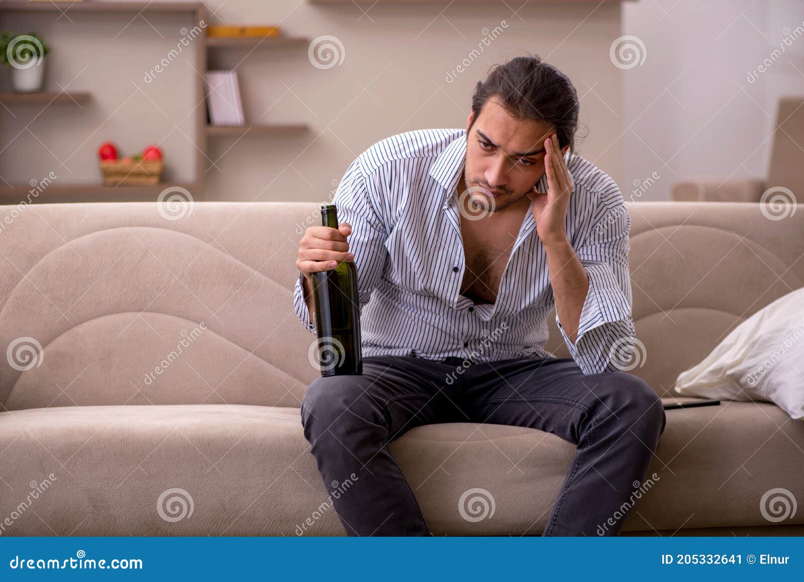 Young Drunk Man Suffering at Home Stock Image - Image of crisis ...