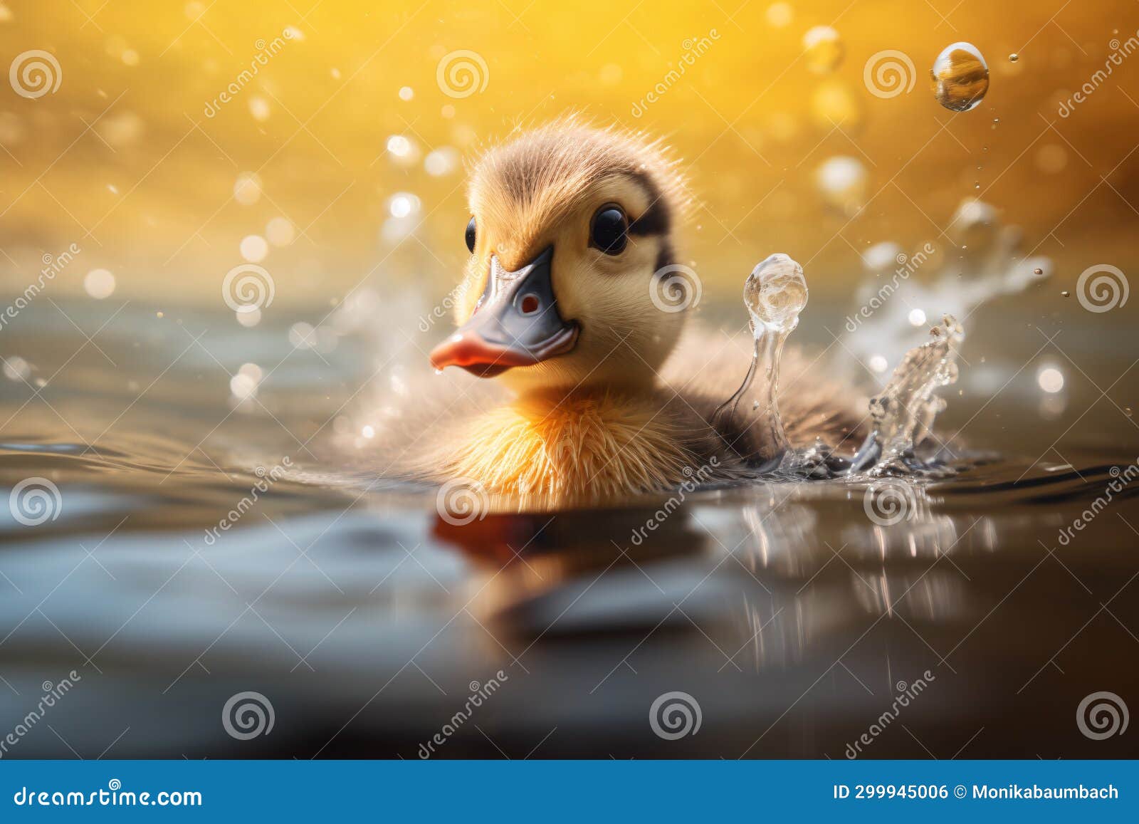 Young Duckling Swimming in Water Stock Illustration - Illustration of ...