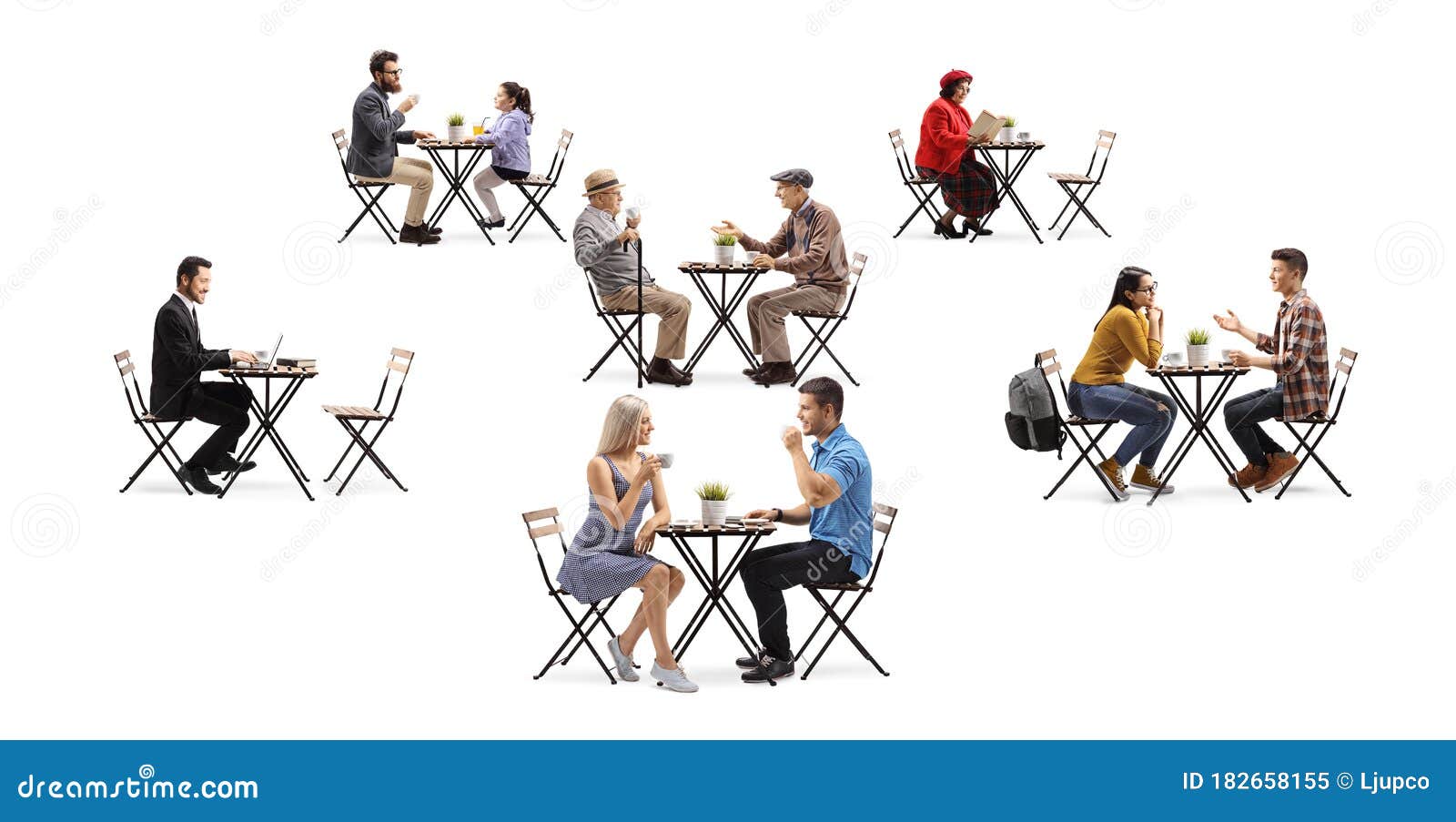 Young and Elderly People Sitting on Tables in a Cafe Stock Image ...