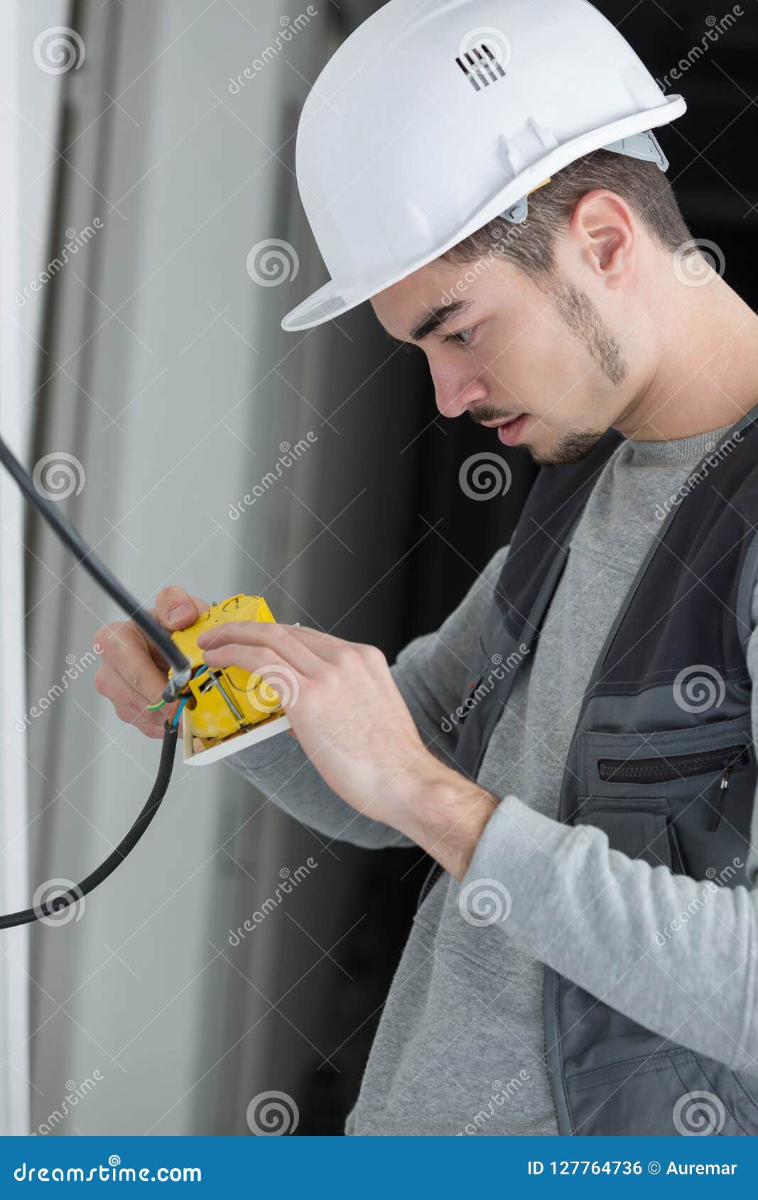 Young Electrician Connecting Switch Stock Photo - Image of journeyman ...